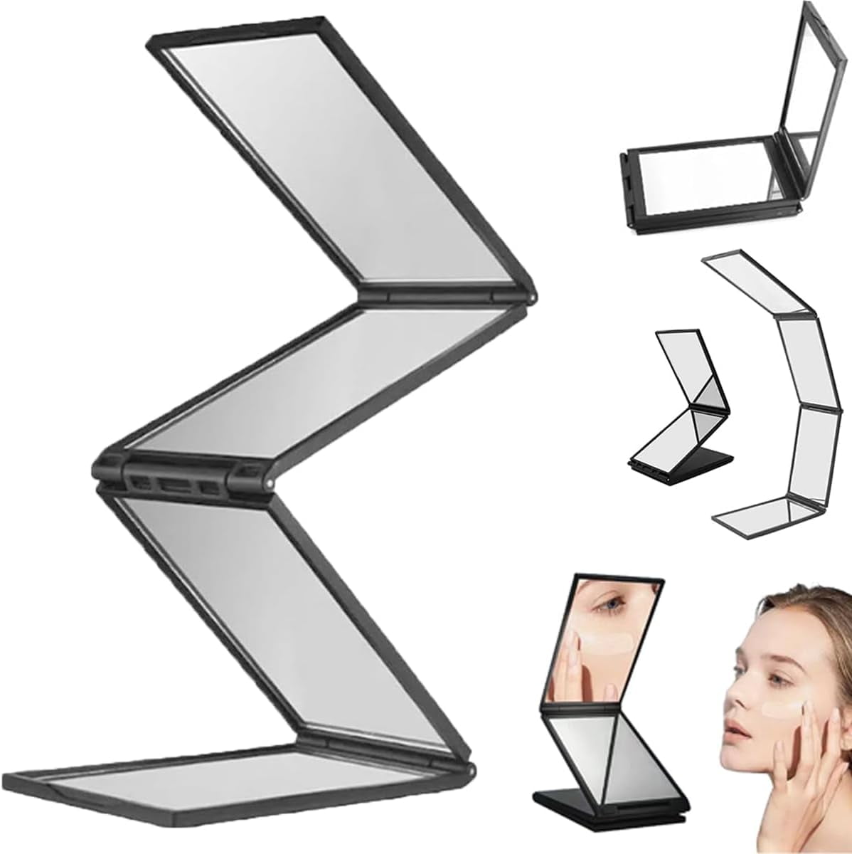 Nishomee Mirror, 4-Sided Folding Makeup Mirror, Multi-Angle Folding Way ...