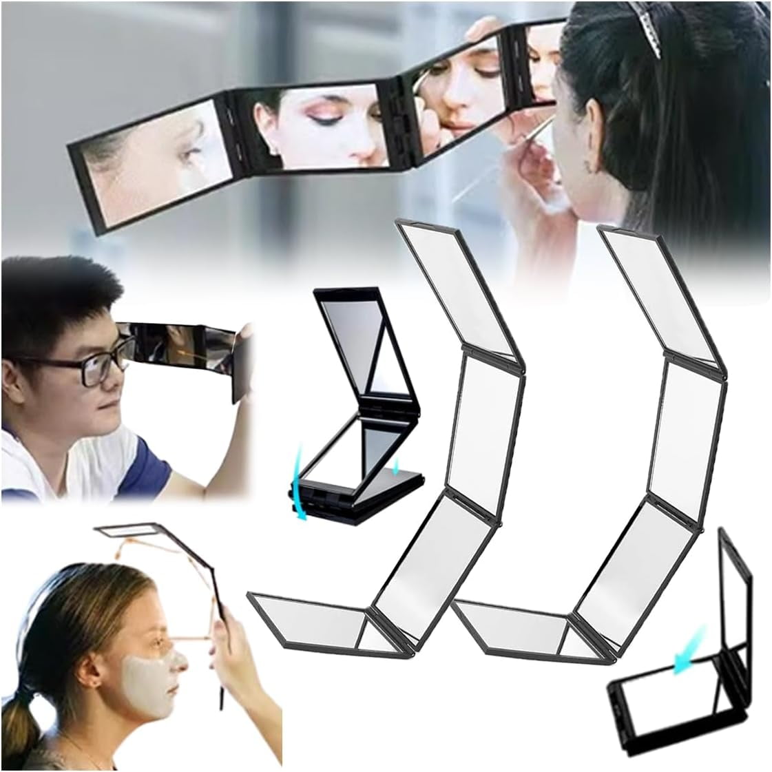 Nishomee Mirror, 4 Way Portable Foldable Handheld Desktop Expandable ...