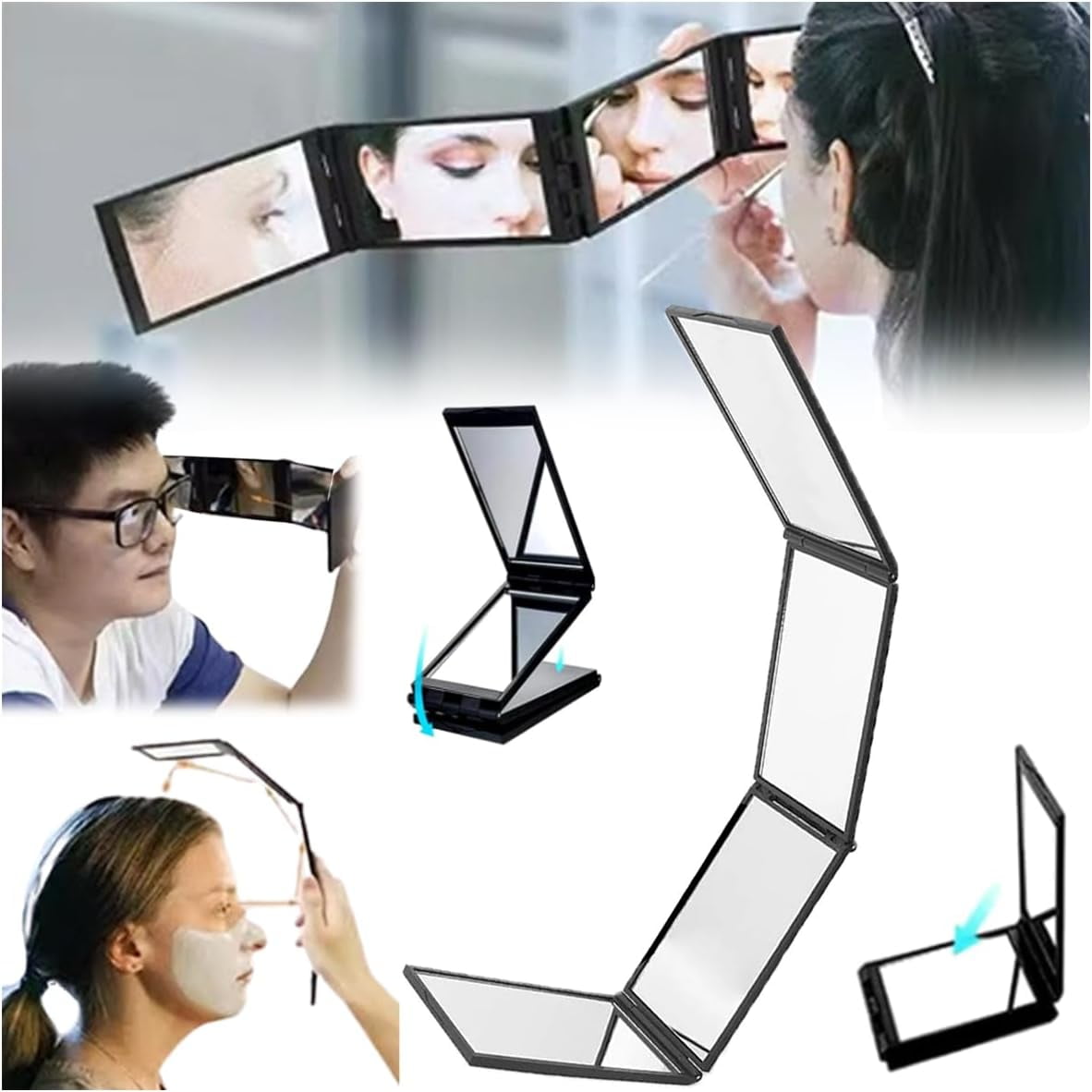 Nishomee Mirror, 4 Way Portable Foldable Handheld Desktop Expandable ...