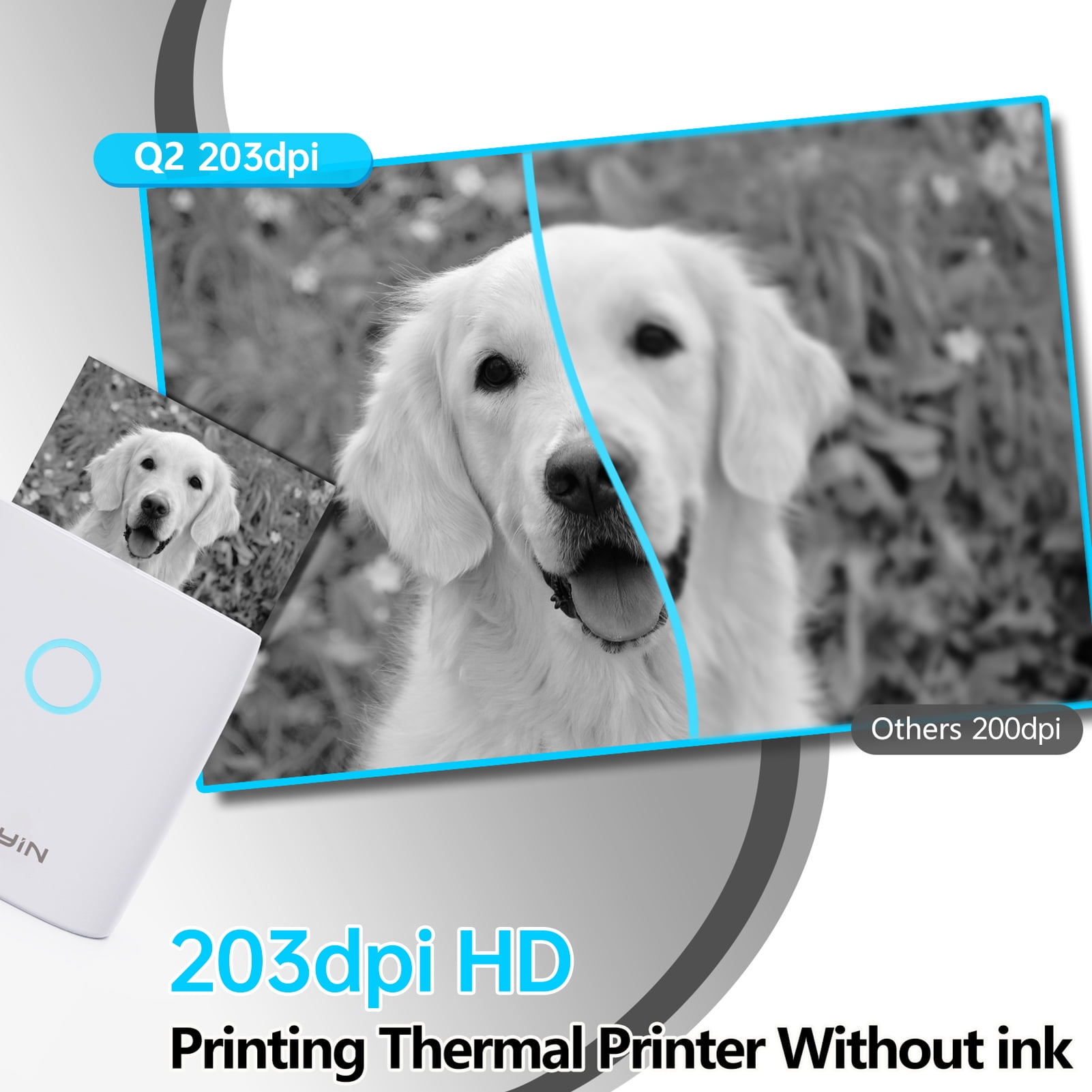 Nishore Portable printer,203dpi Bt Label Receipt Inkless Sticker Notes ...