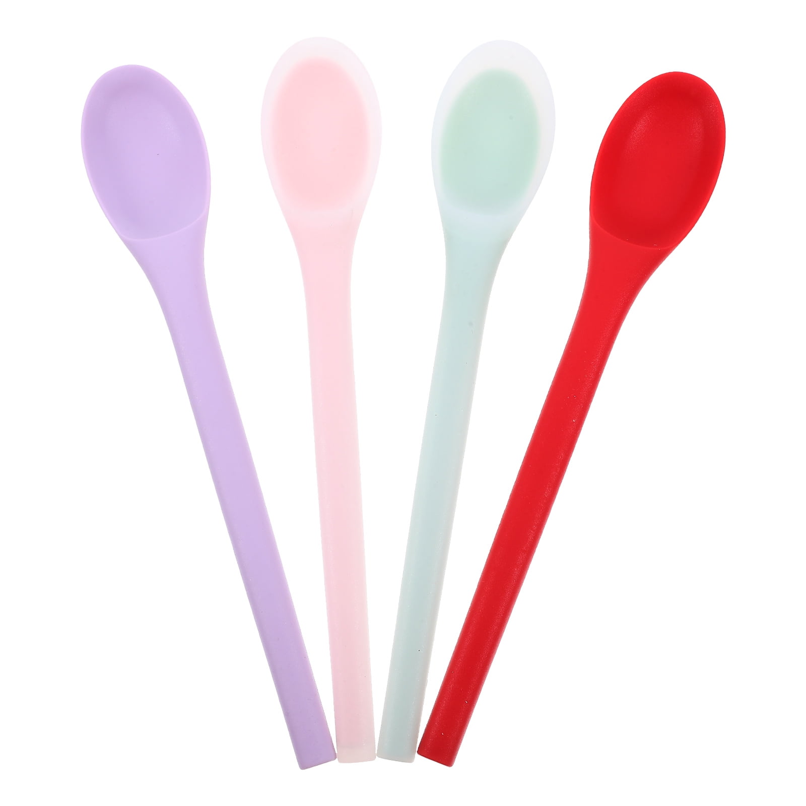Nishuna 4pcs Silicone Spoons for Eating Silicone Mixing Spoon Dessert ...