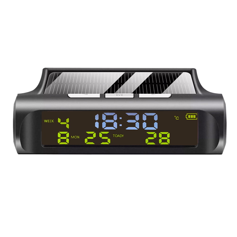 Nishuna Car Clock Thermometer Vehicle Digital Clock Solar Power Car ...