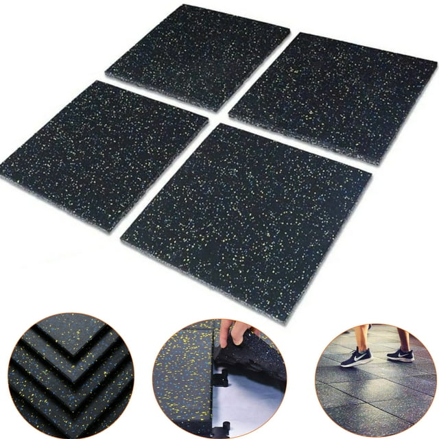 Qunbio 4 Pack Heavy Duty Rubber Gym Floor Mat, 20" x 20"x 0.98" Thick ...