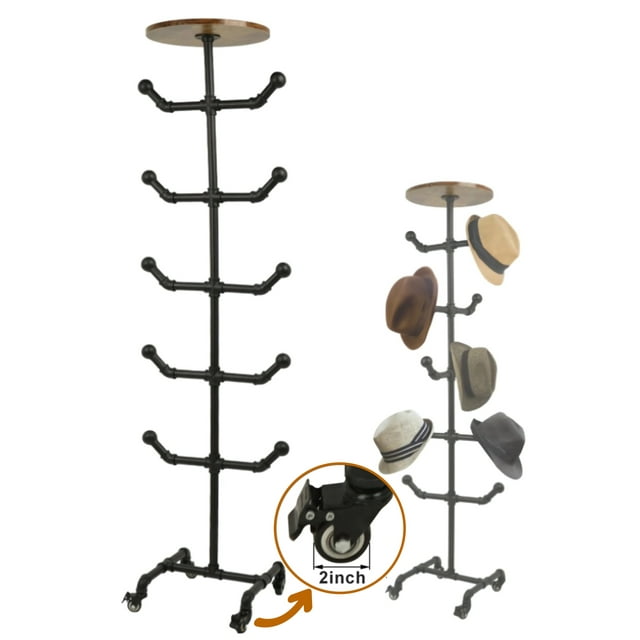 Qunbio 5 Tier Floor Stand Hats Rack, Metal Baseball Cap Rack with ...