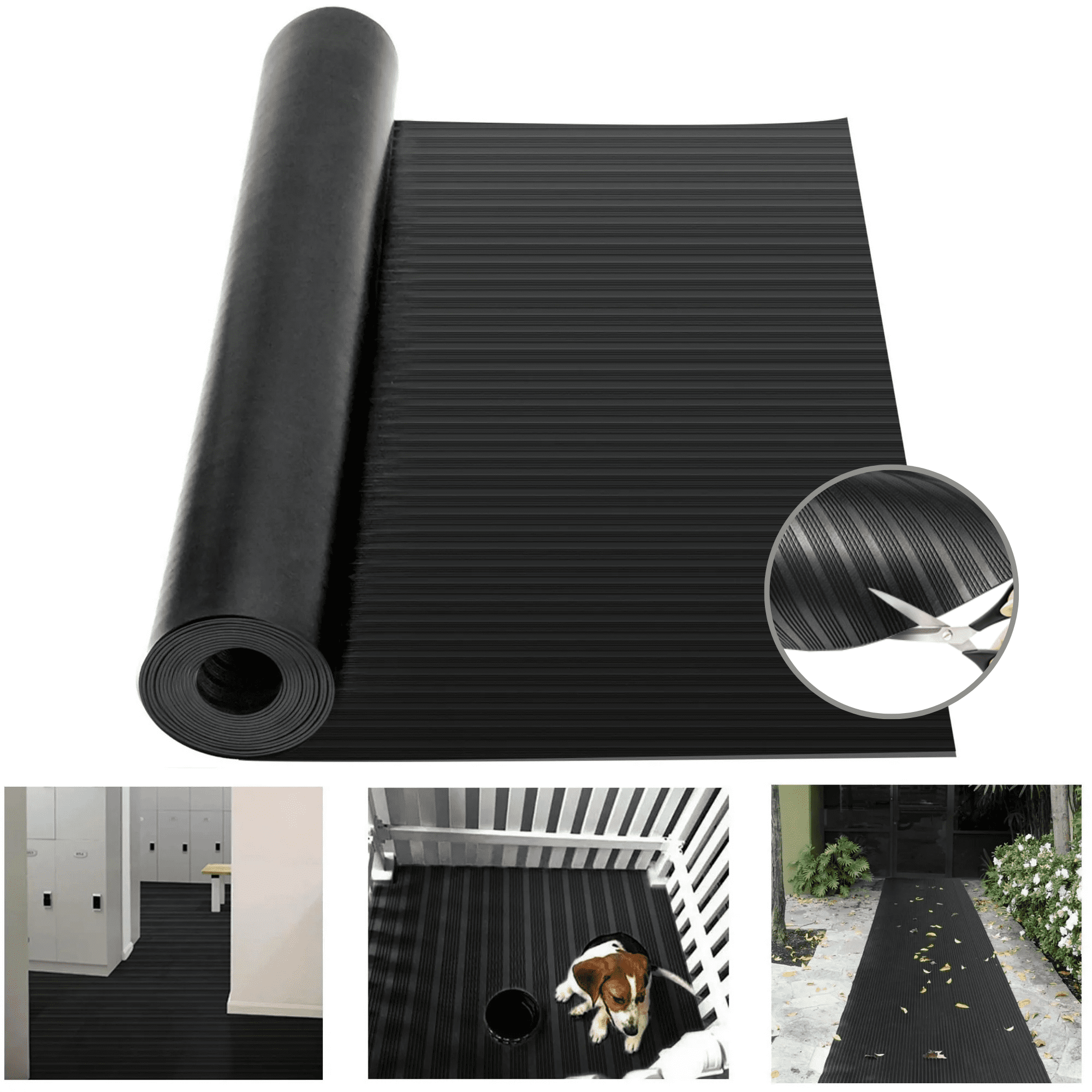 Free Shipping! Qunbio Corrugated Rubber Floor Mats-1/8in x 3.3ft x 9 ...