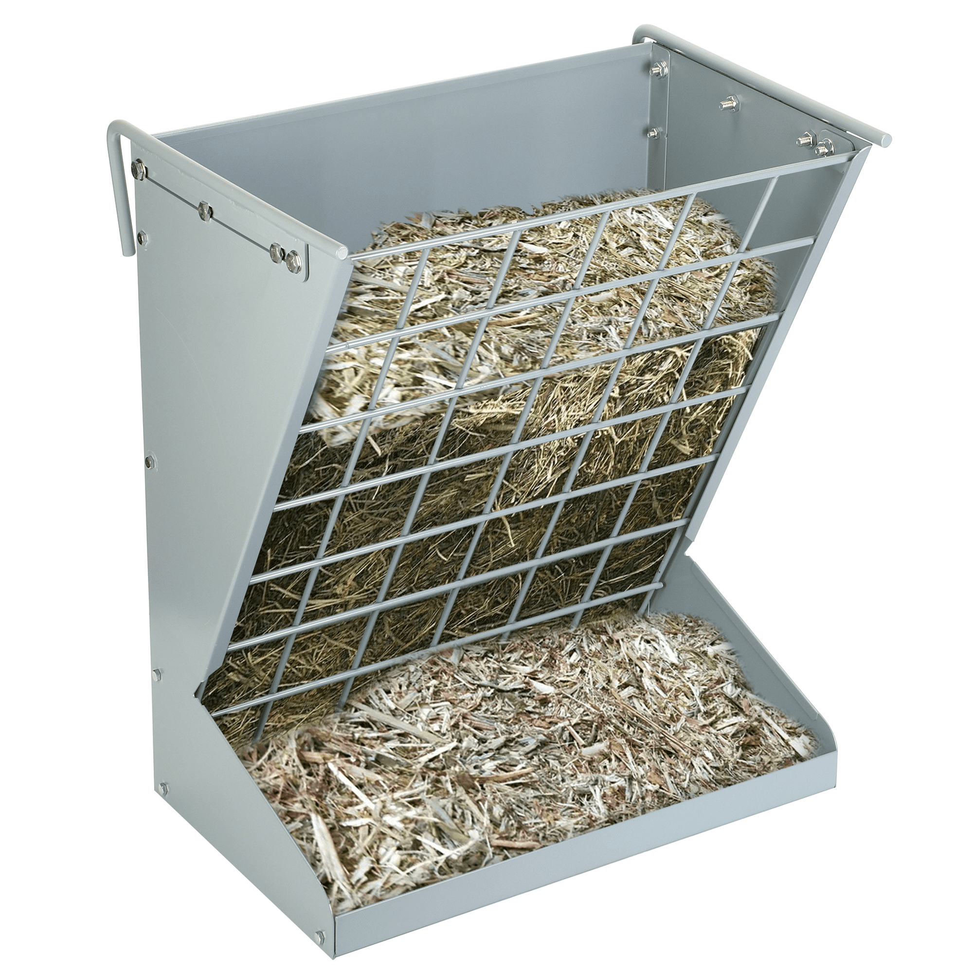 Qunbio Hay Feeder Rack for Horses Goats Sheep, Heavy Duty 2-in-1 Steel Livestock Hay and Grain ...