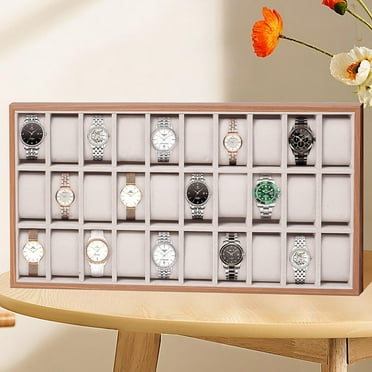 30 Piece Cherry Wood Watch Display Case Wall Stand Holds Watches up to ...