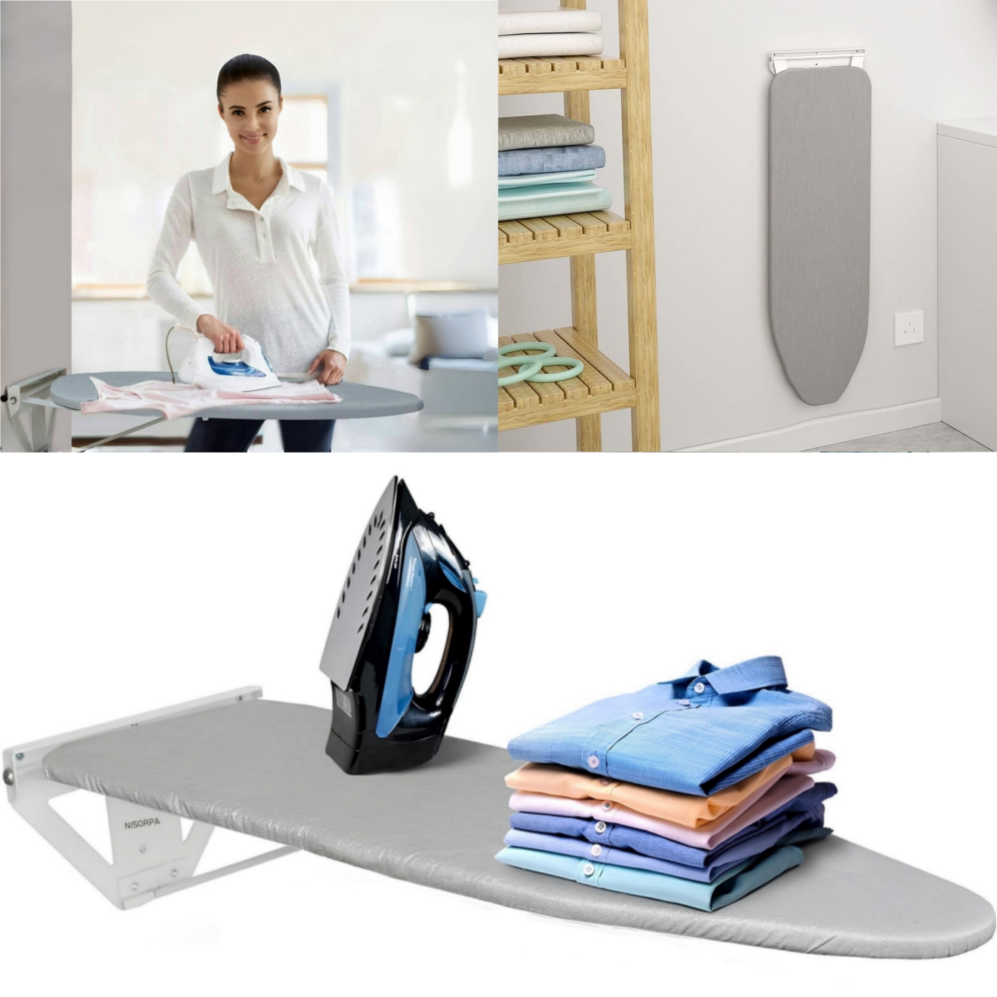 Miumaeov 39''x12'' Wall-Mounted Rotating Ironing Board Foldable Laundry ...