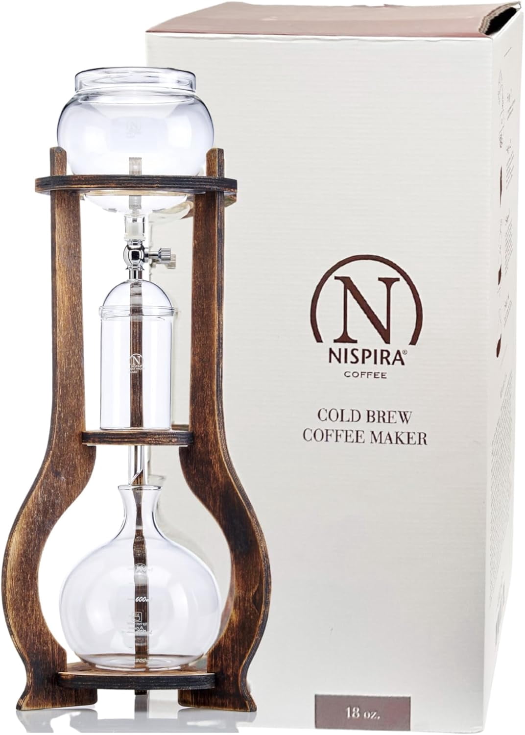 Nispira Iced Coffee Cold Brew Drip Tower Coffee Maker Wooden, 6-8 cup ...