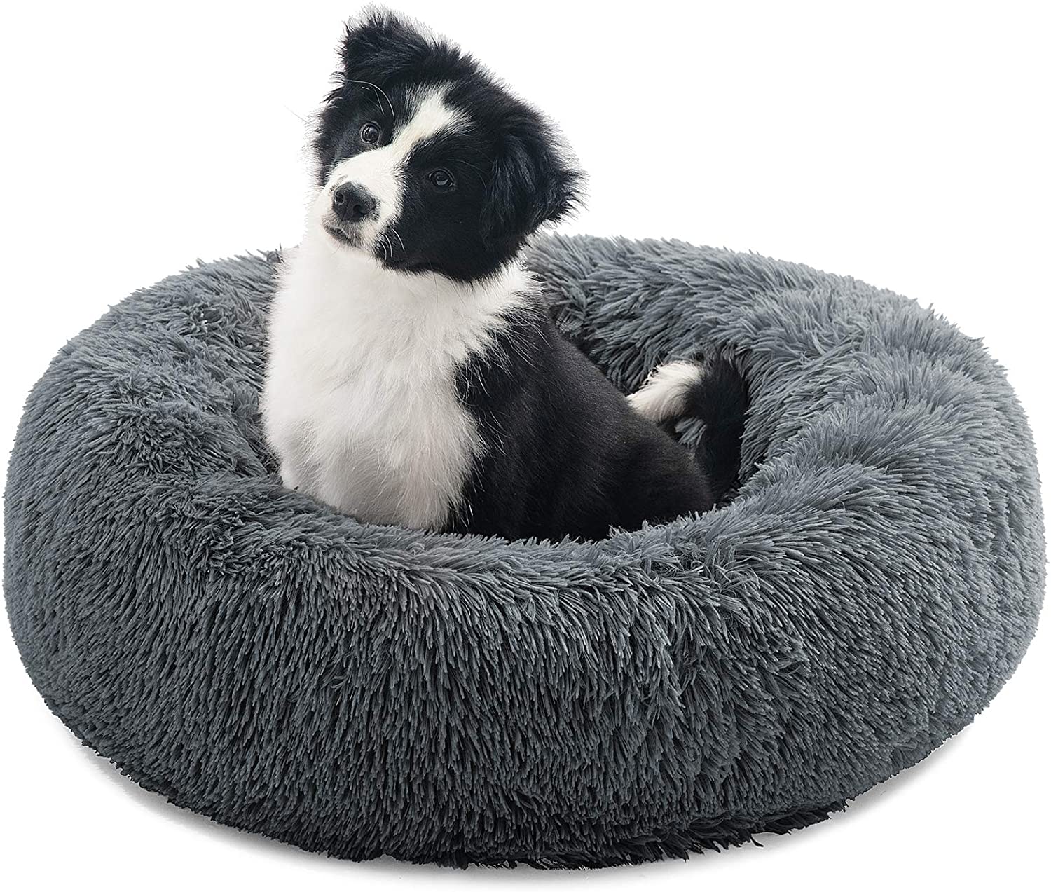 Nisrada Calming Donut Dog Bed Anti-Anxiety, Self Warming, Cozy Soft Plush Round Pet Bed, Ideal ...
