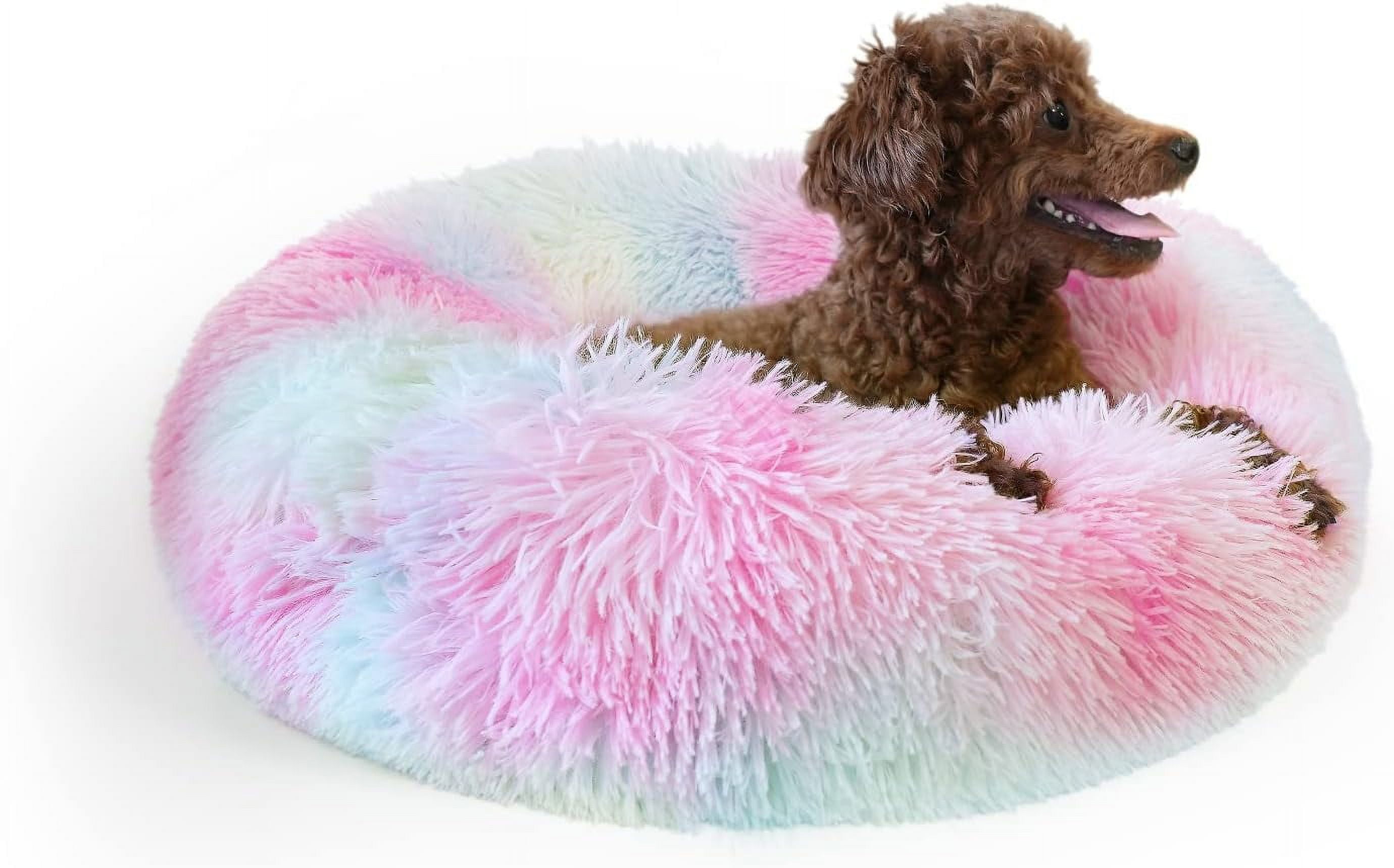 Nisrada Calming Donut Dog Bed Anti-Anxiety, Self Warming, Cozy Soft ...