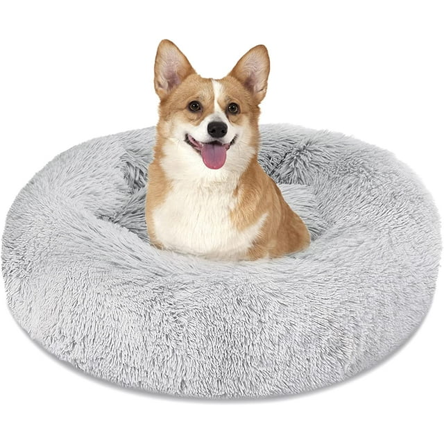 Nisrada Calming Donut Dog Bed Anti-Anxiety, Self Warming, Cozy Soft ...