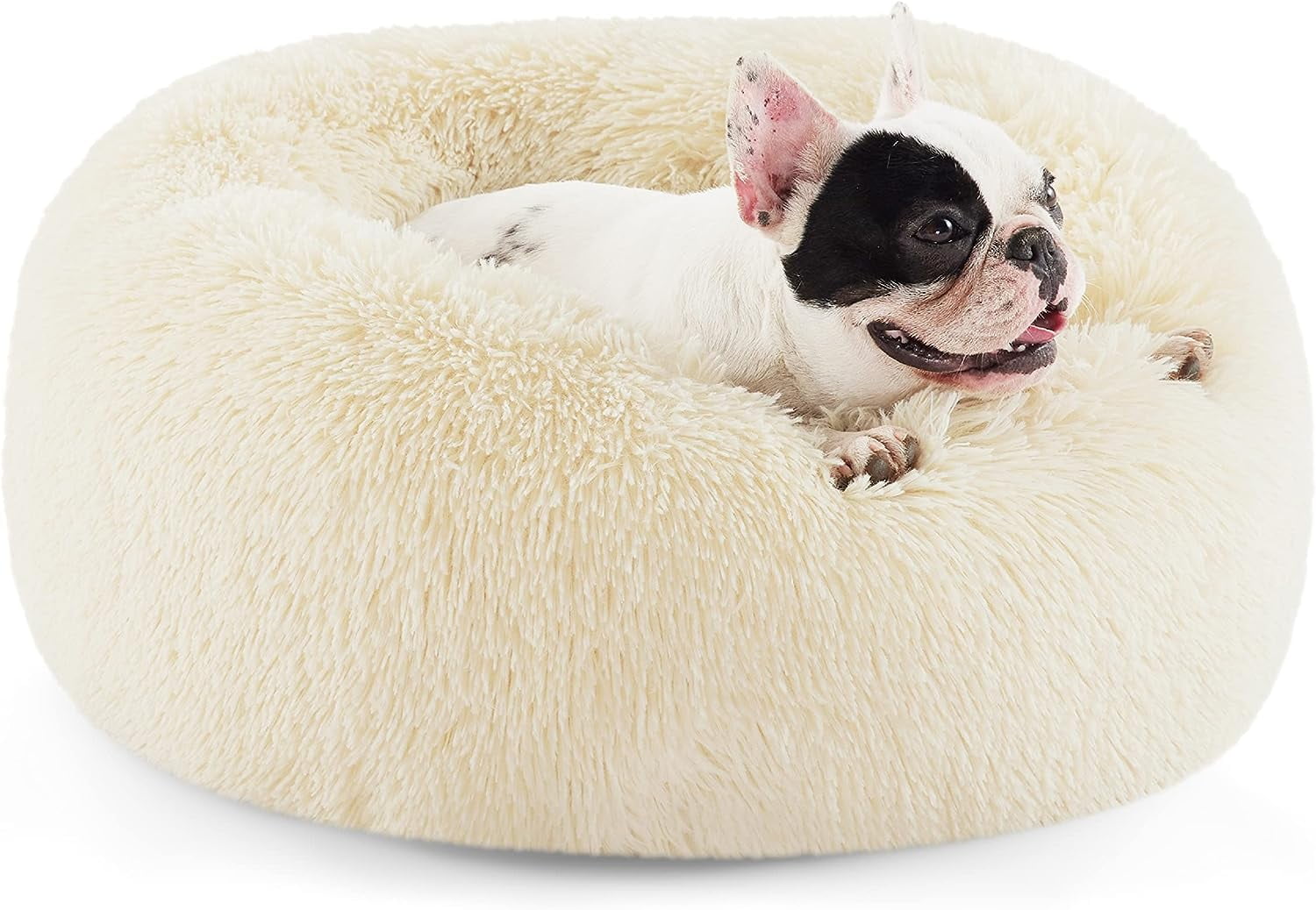 Nisrada Calming Donut Dog Bed Anti-Anxiety, Self Warming, Cozy Soft Plush Round Pet Bed, Ideal ...