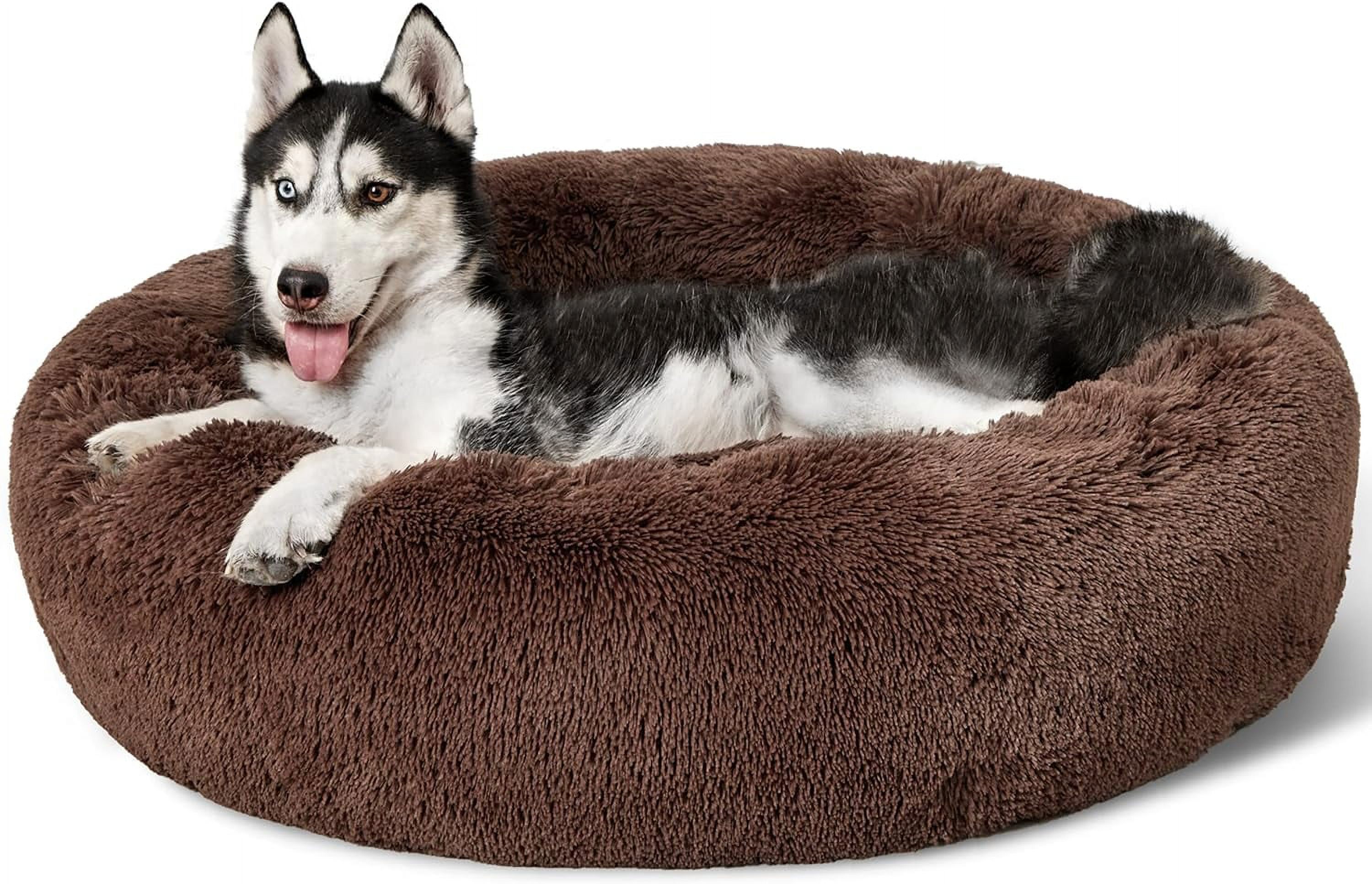 Nisrada Calming Donut Dog Bed Anti-Anxiety, Self Warming, Cozy Soft ...