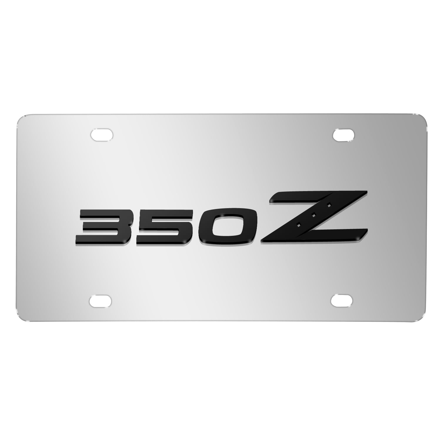 Nissan 350Z 3D Black Logo Mirror Chrome Stainless Steel License Plate ...
