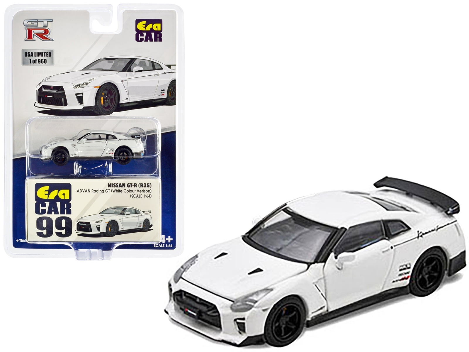 Era Car Nissan GT-R Advan Racing GT Diecast Model, 1:64 Scale, White ...