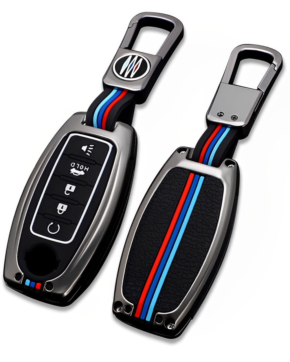 for Nissan Key Fob Cover Case, Metal Shell 4 Buttons Smart Key Holder ...