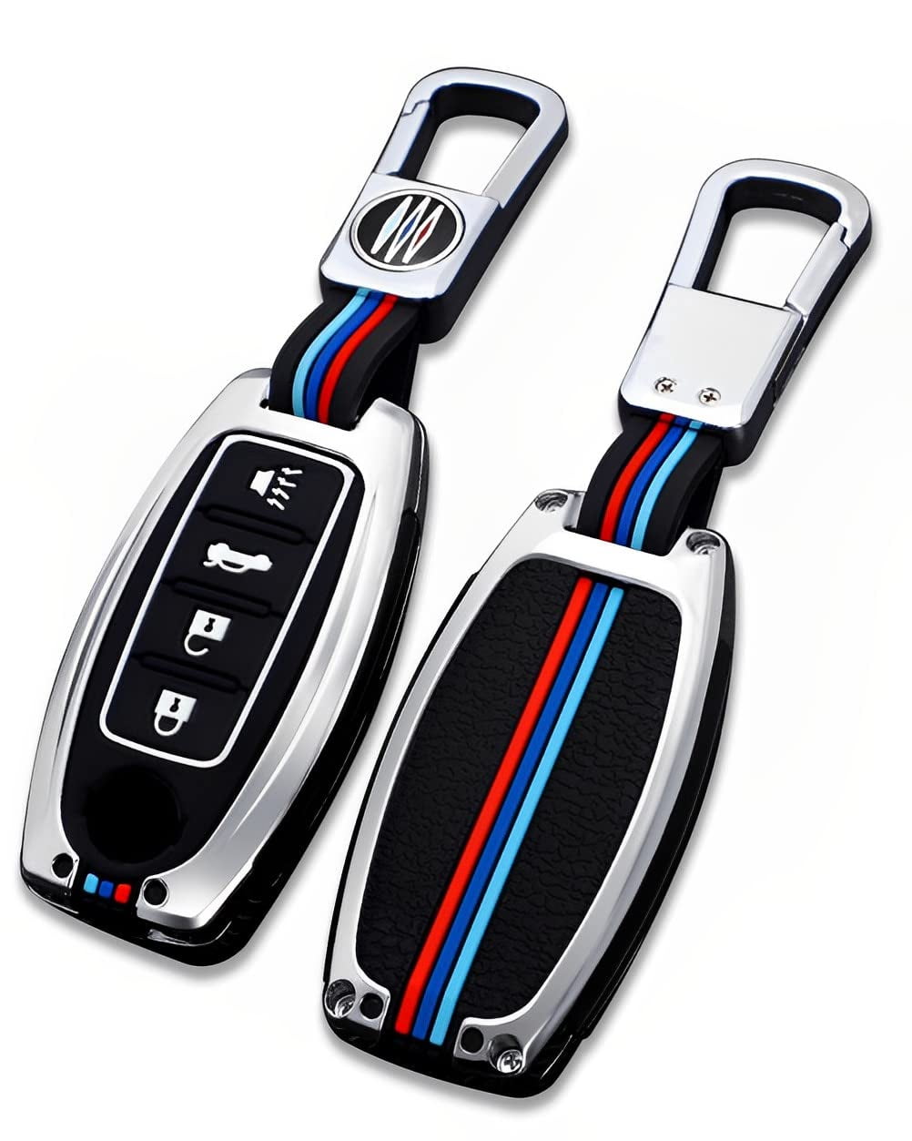 for Nissan Key Fob Cover Case, Metal Shell 4 Buttons Smart Key Holder ...