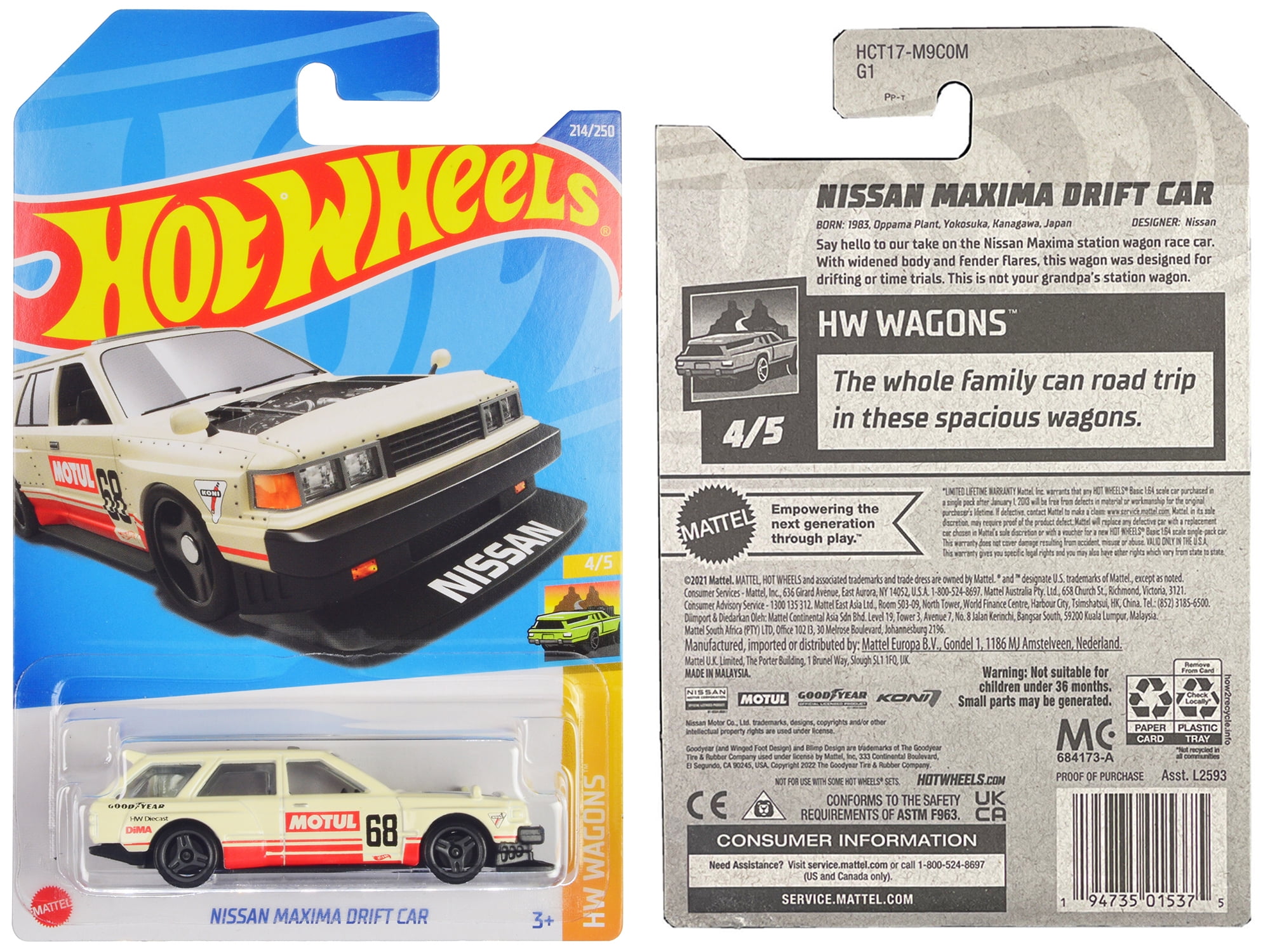 Nissan Maxima Wagon Drift Car #68 "Motul" Cream with Red Stripes "HW ...