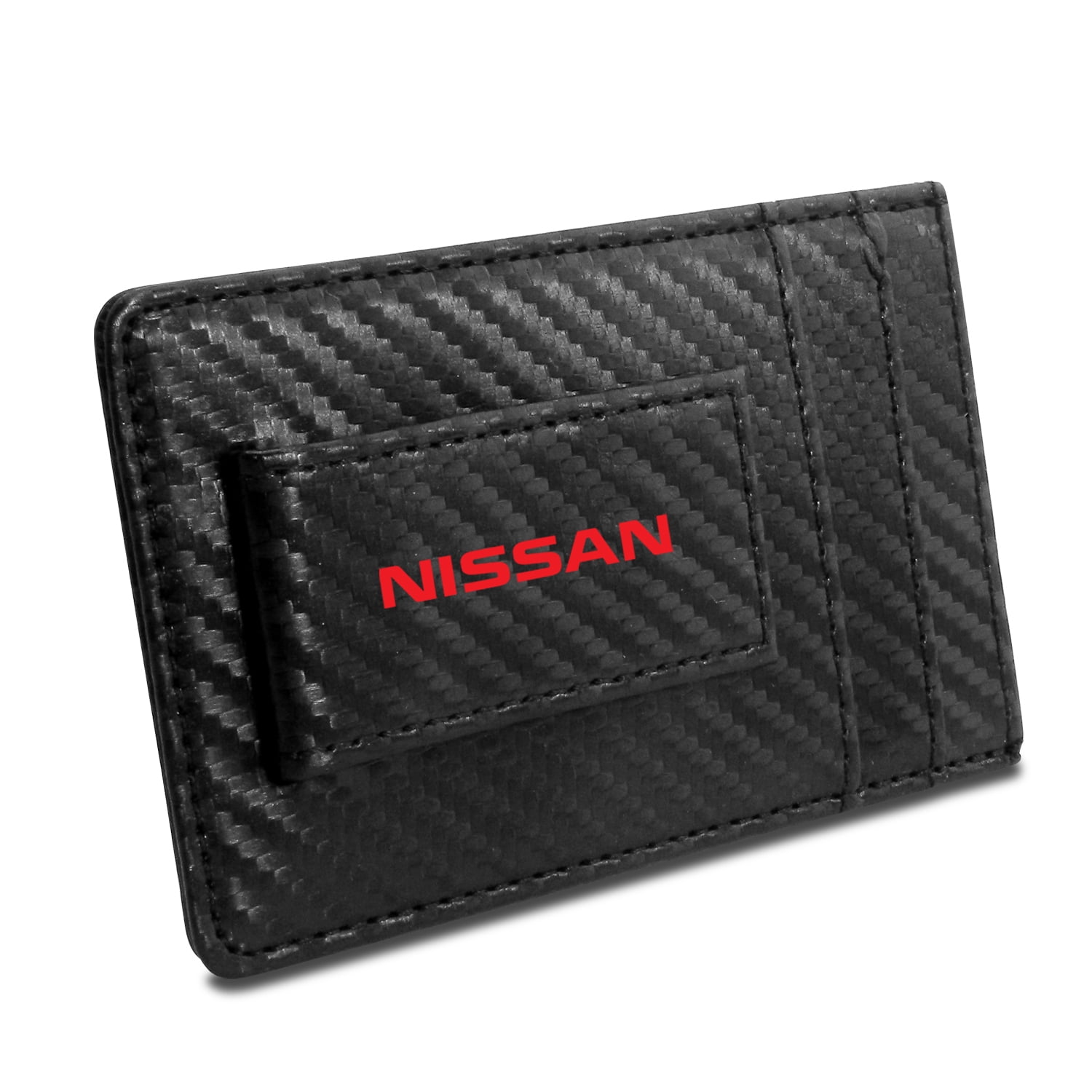 Nissan Name Red Slim Black Carbon Fiber RFID Block Card Holder Wallet ...