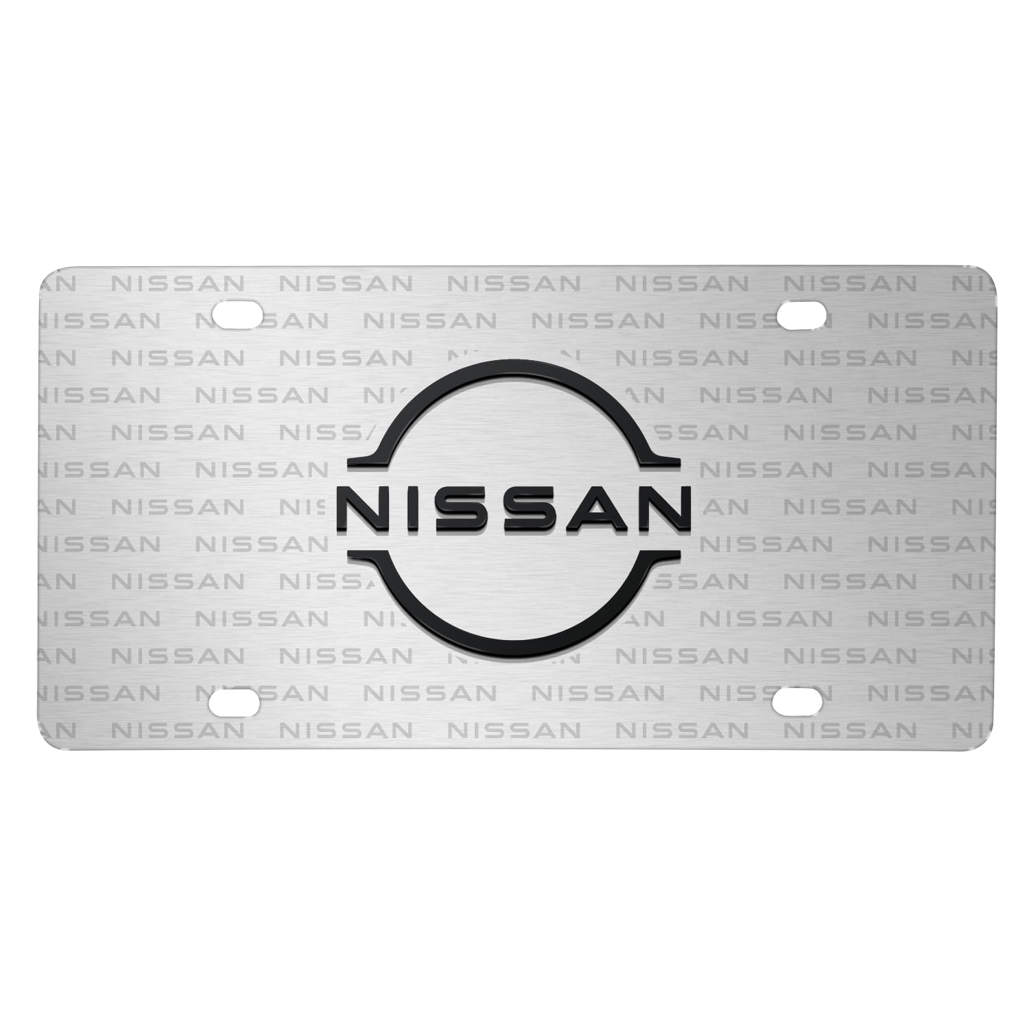 Nissan New 3D Logo on Nissan Pattern Silver Aluminum License Plate ...