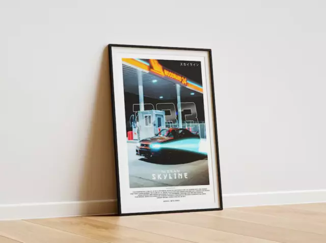 Nissan R33 Gtr Poster, Neon Poster, Gtr Car Art NO FRAMED POSTER, Home ...