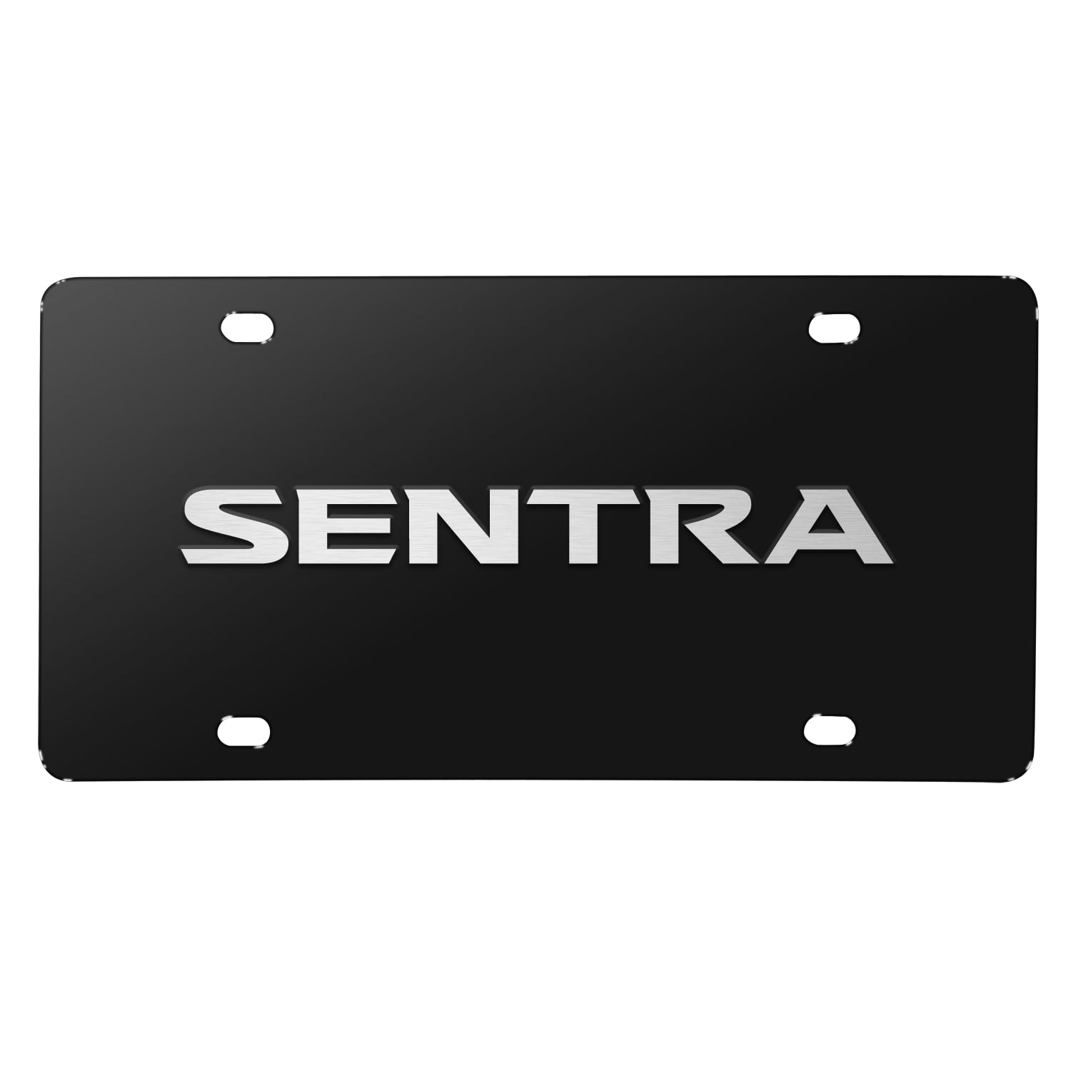 Nissan Sentra 3D Brush Metal Look Logo Black Stainless Steel License ...