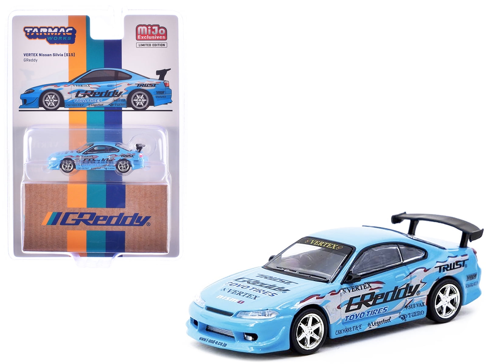 Nissan Silvia (S15) Vertex RHD (Right Hand Drive) "GReddy" Light Blue "Global64" Series 1/64 ...