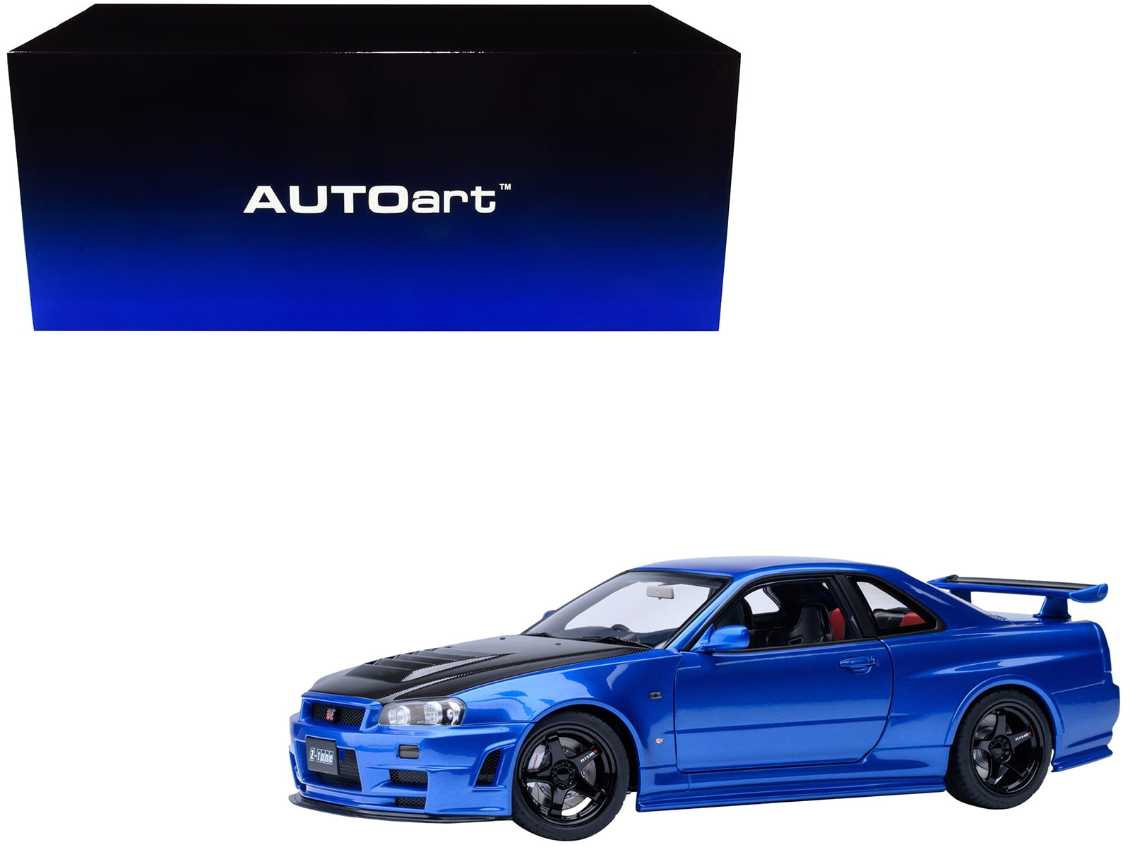 Nissan Skyline GT-R R34 Nismo Z-TUNE RHD (Right Hand Drive) Bayside Blue with Carbon Hood 1/18 ...