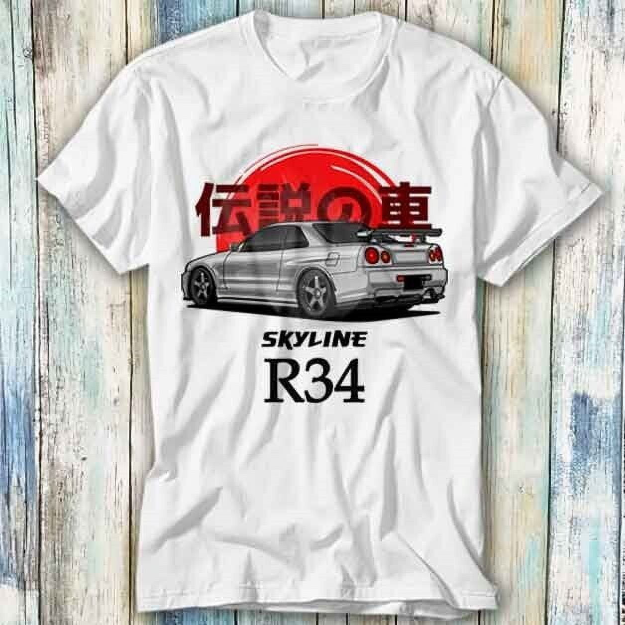 Nissan Skyline GTR R34 JDM Car Red Sunset T Shirt Meme Gift Top Tee ...