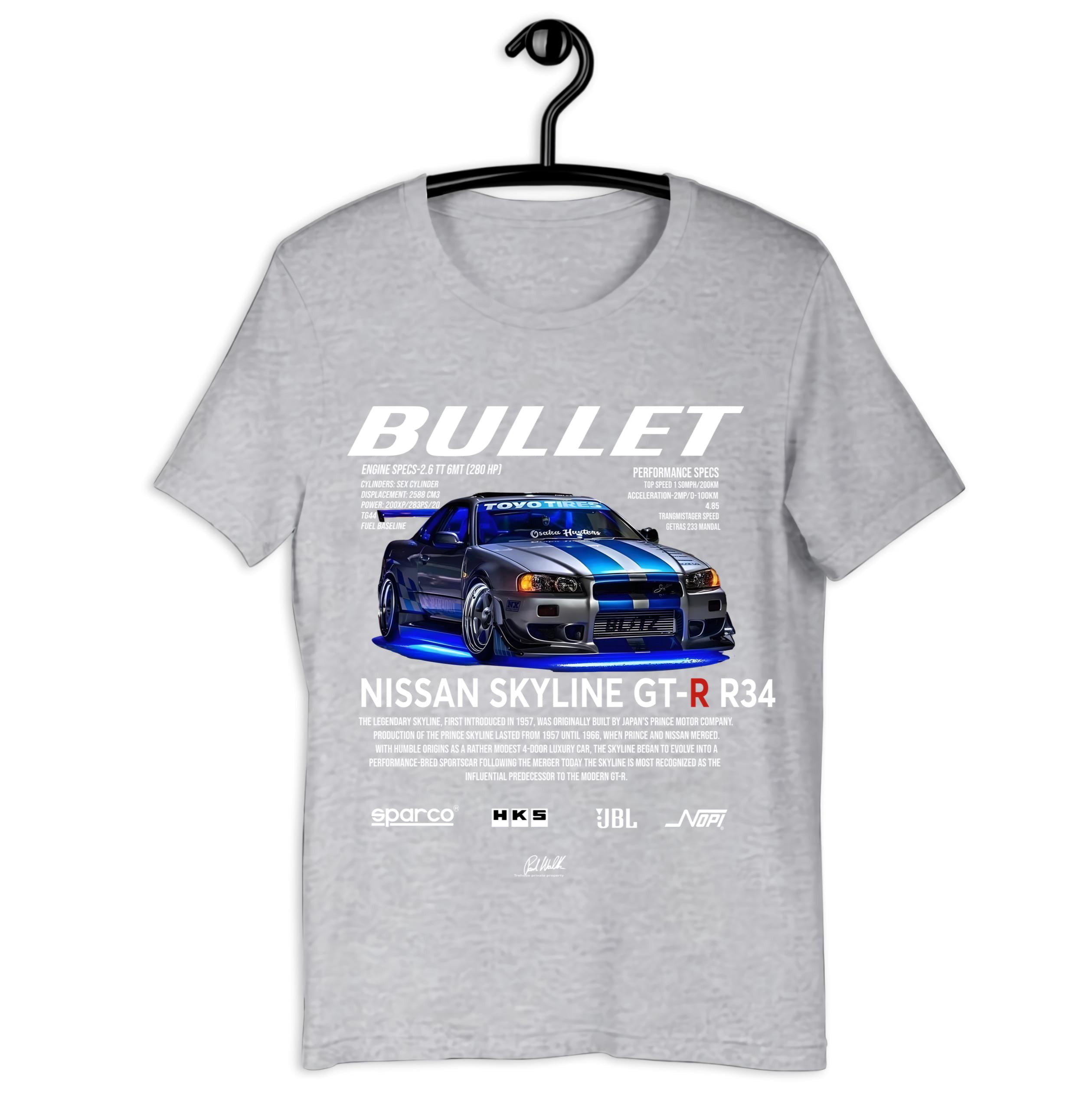 Nissan Skyline GTR R34 Paul Walker T-Shirt - Walmart.com