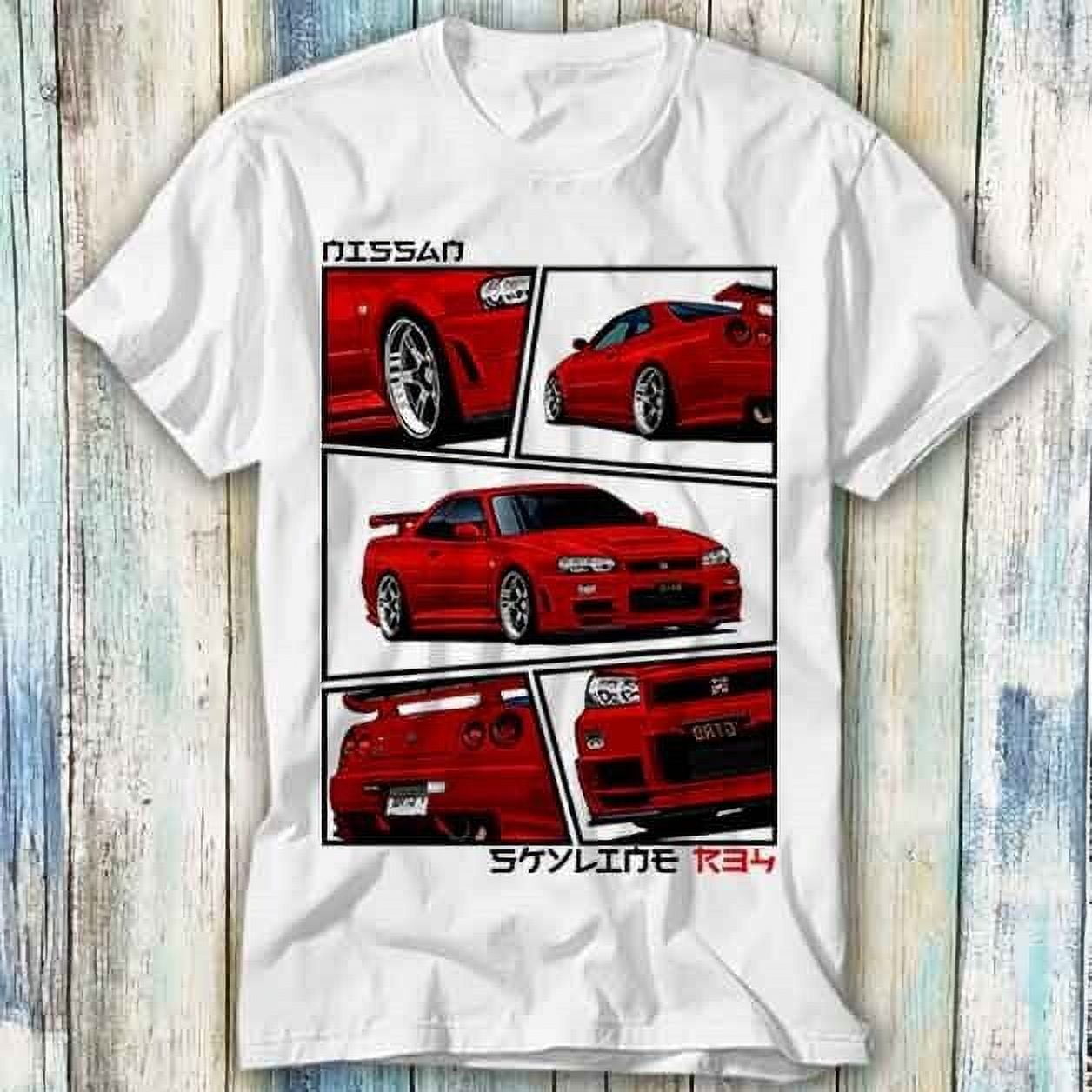 Nissan Skyline GTR R34 Red Collage Magazine T Shirt Meme Gift Top Tee ...