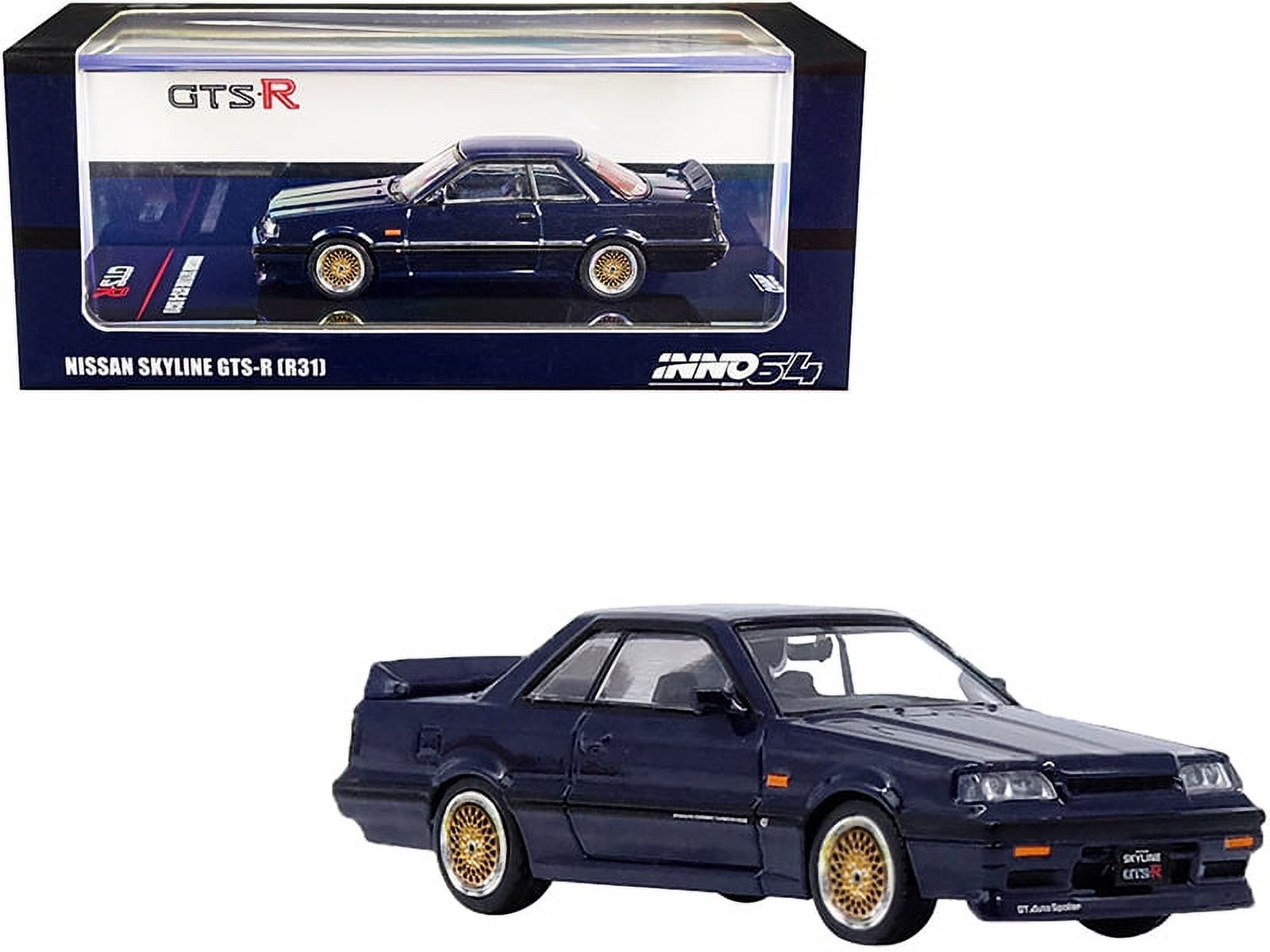 Nissan Skyline GTS-R (R31) RHD (Right Hand Drive) Dark Blue Metallic with Gold Wheels 1/64 ...