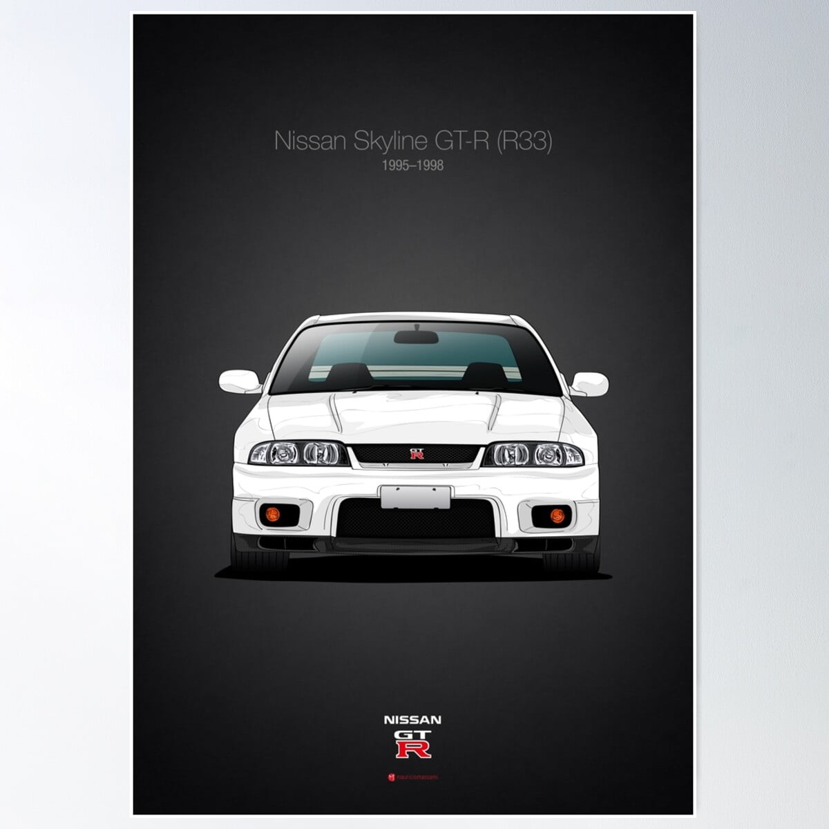 Nissan Skyline Gt-R (R33) Poster Wall Art, Modern Wall Decor, 24x36 ...