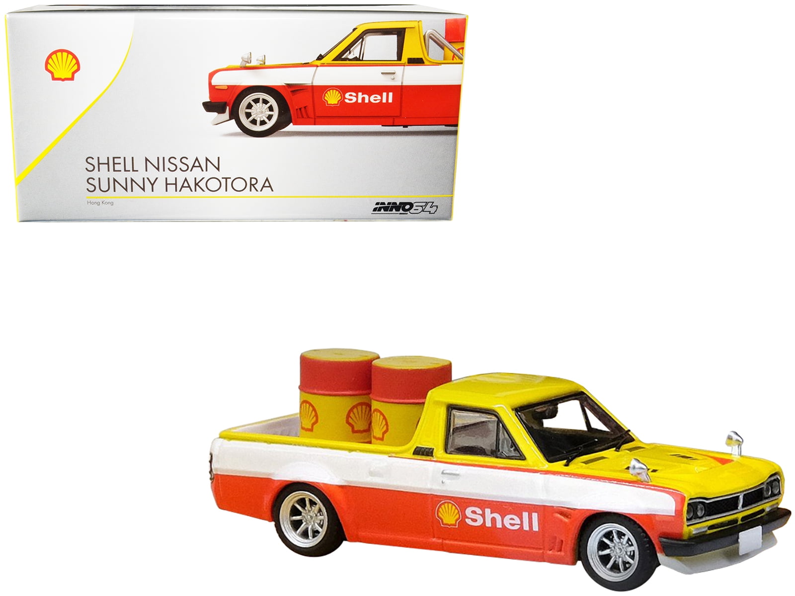 Nissan Sunny "Hakotora" Truck RHD Red and Yellow w/White Stripe "Shell ...