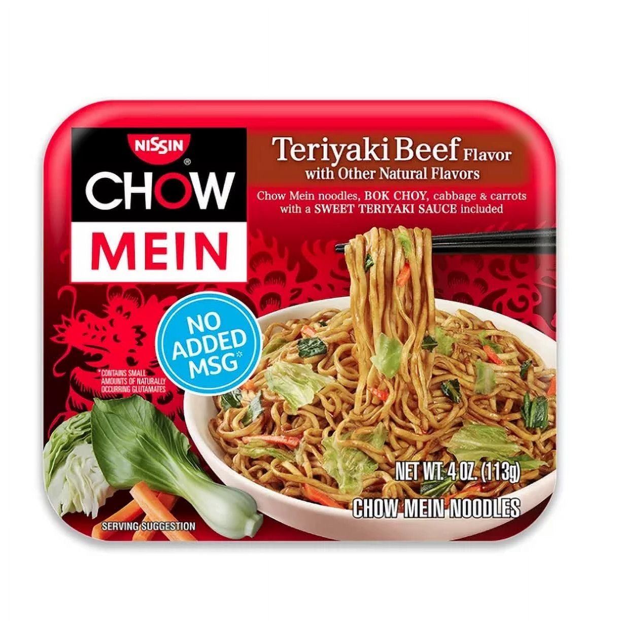 Nissin Chow Mein Teriyaki Beef Noodles, 4 Ounce, Asian Chinese Restaurant Style Food, Pack of 8 ...