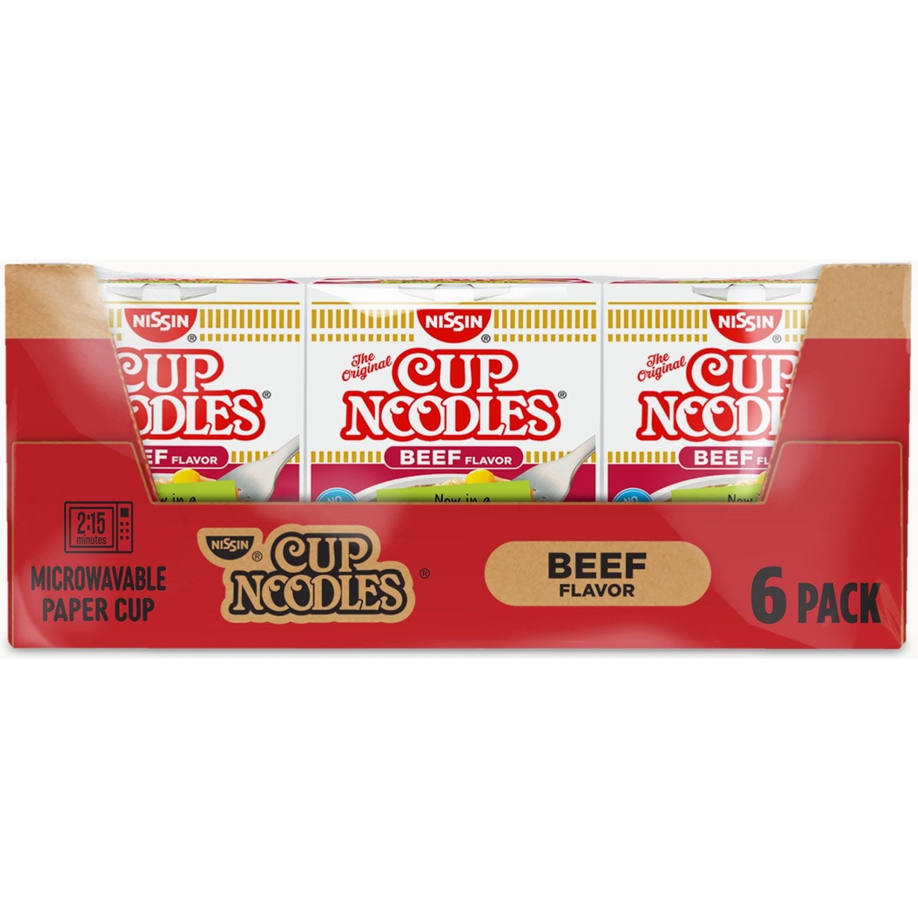 Nissin, Cup Noodles Beef Flavor, 6Pk, 13.5 Ounce - Walmart.com