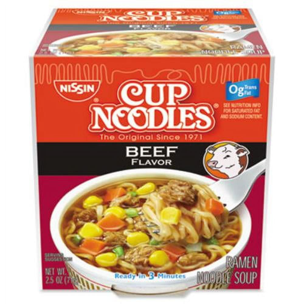 Nissin Cup Noodles Beef Flavor Soup, 24 pk./2.25 oz. - Walmart.com