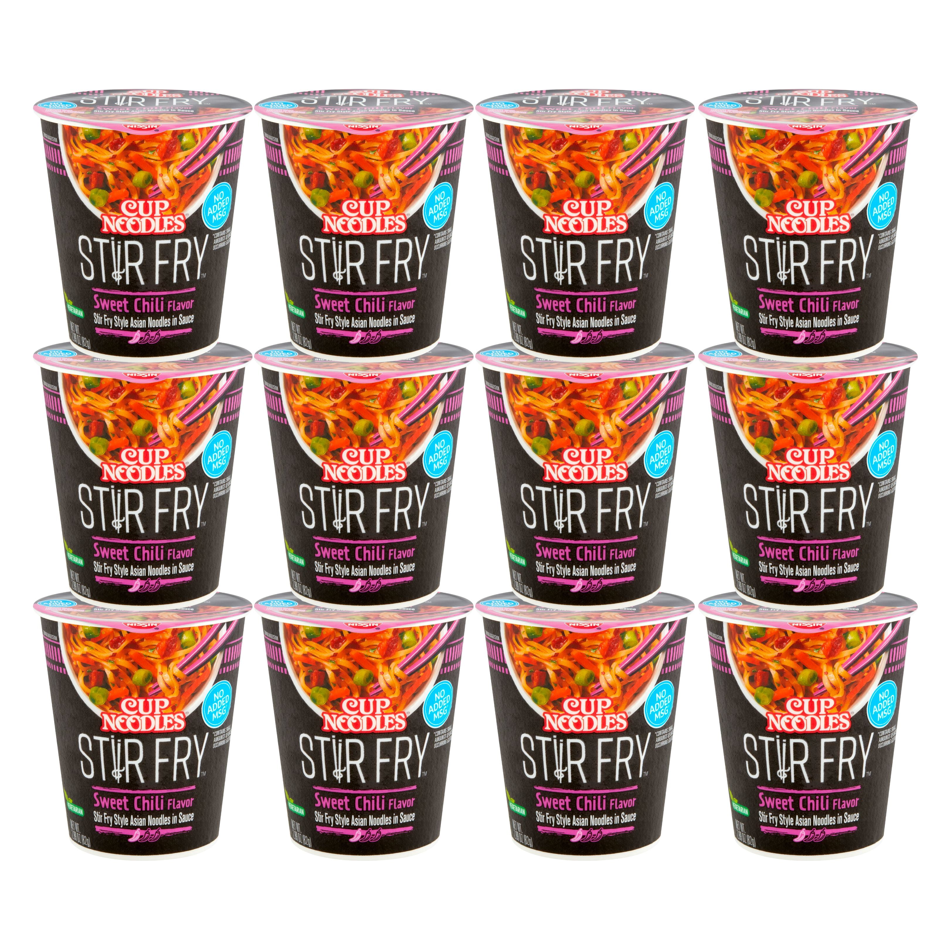 Nissin Instant Cup Noodles Stir Fry Sweet Chili Flavor Pack of 12 (2.89 ...
