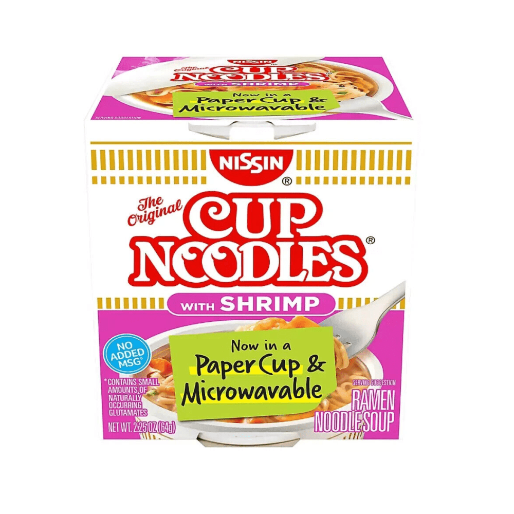 Nissin Foods Cup Noodles Ramen Noodle Soup with Shrimp, 2.25 oz Cup, Shelf-Stable, Pack of 24 ...