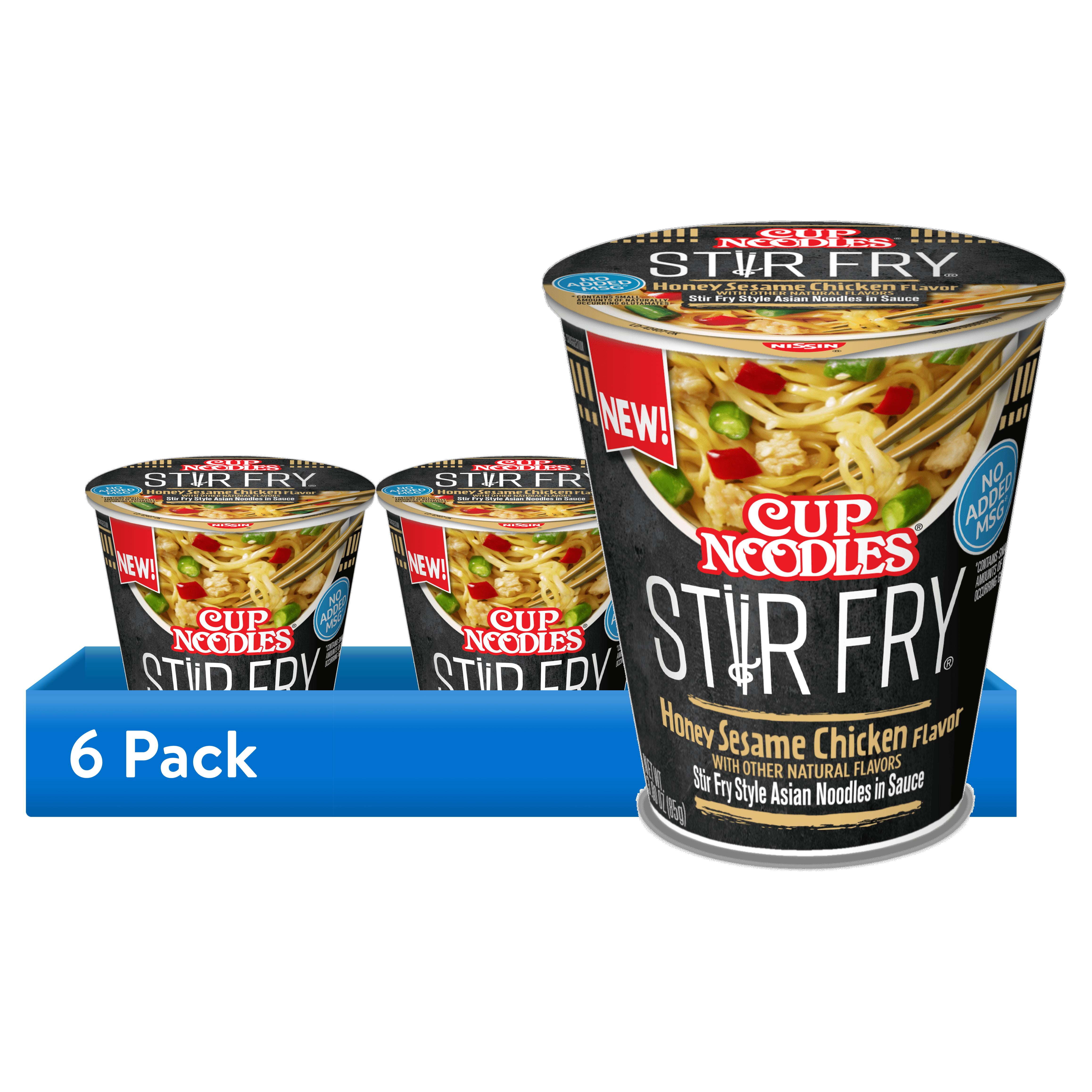 (6 pack) Nissin Foods Cup Noodles Stir Fry Ramen Noodles, Honey Sesame ...