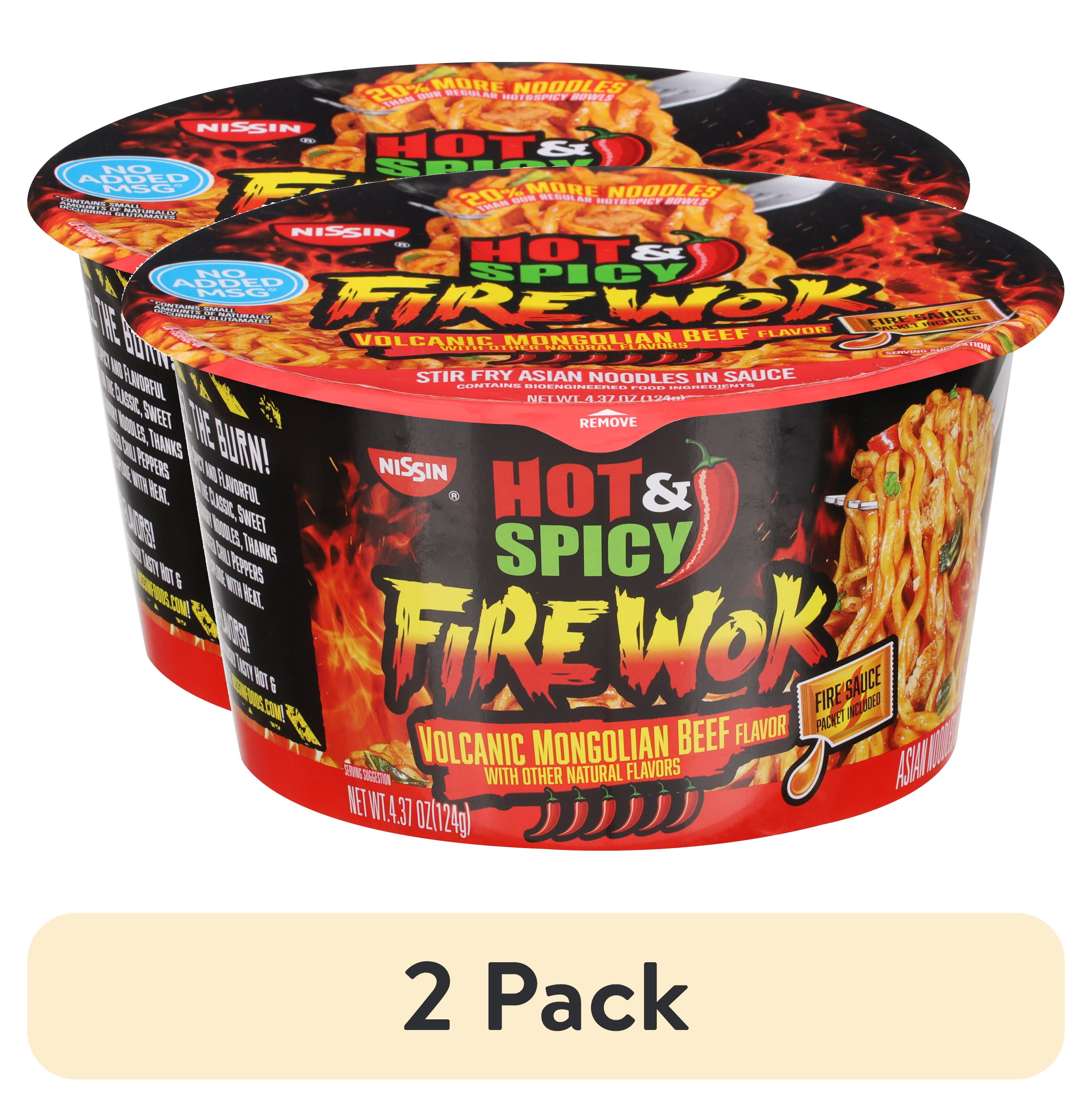 (2 pack) Nissin Foods Hot & Spicy Fire Wok Asian Noodles Soup, Volcanic ...