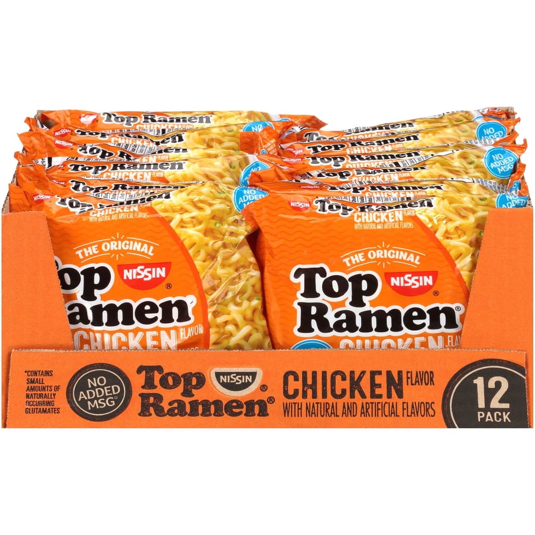 Nissin Foods Top Ramen Noodle Soup, Chicken Flavor, 3 oz Bag, Shelf ...