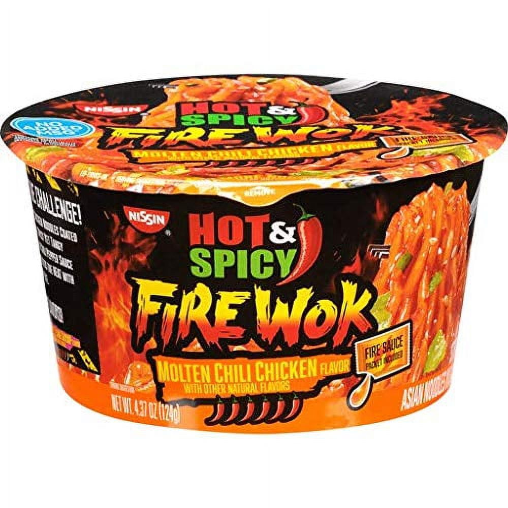 Nissin Hot & Spicy FireWok Molten Chili Chicken Flavor Noodle Bowl 6pk ...
