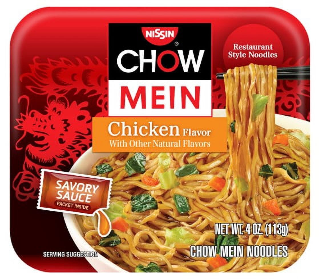 (6 pack) Nissin Premium Chicken Flavor Chow Mein Noodles 4 oz. Tray ...