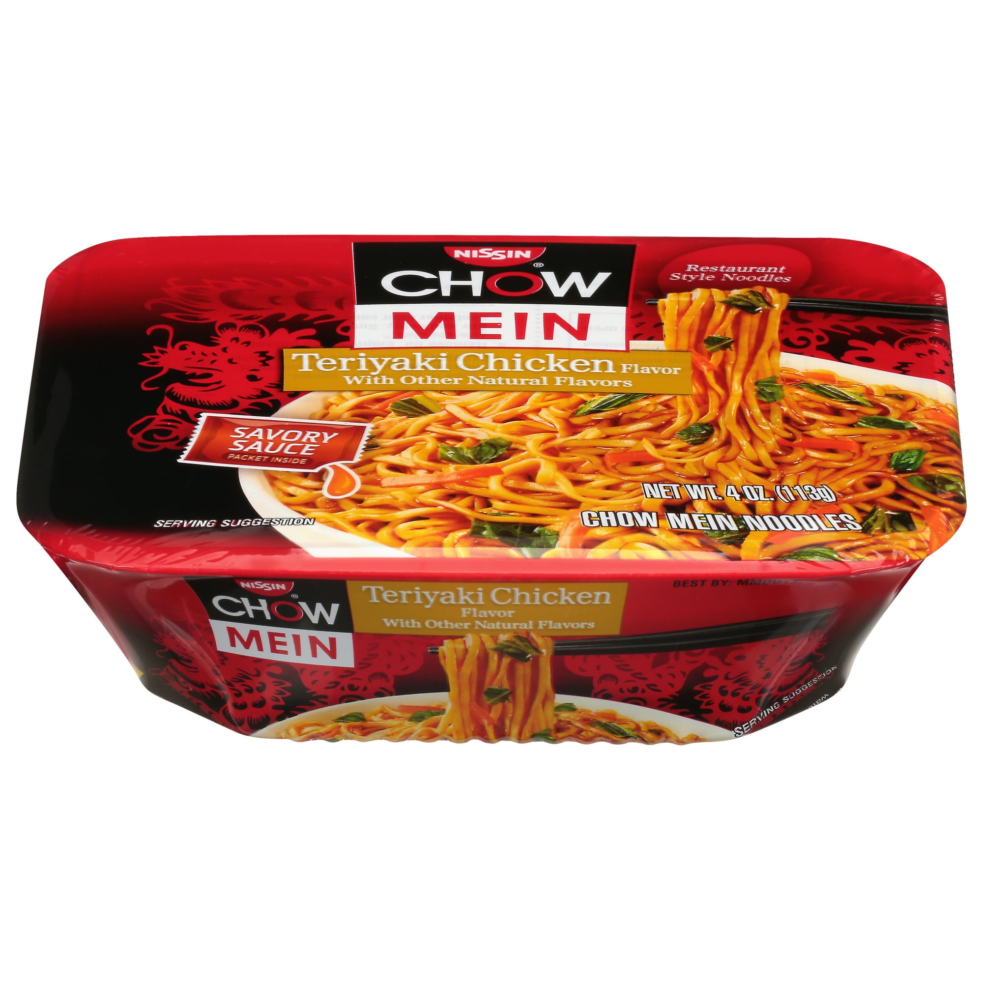Nissin Teriyaki Chicken Flavor Chow Mein Noodles, 4 oz, Pack of 2 ...