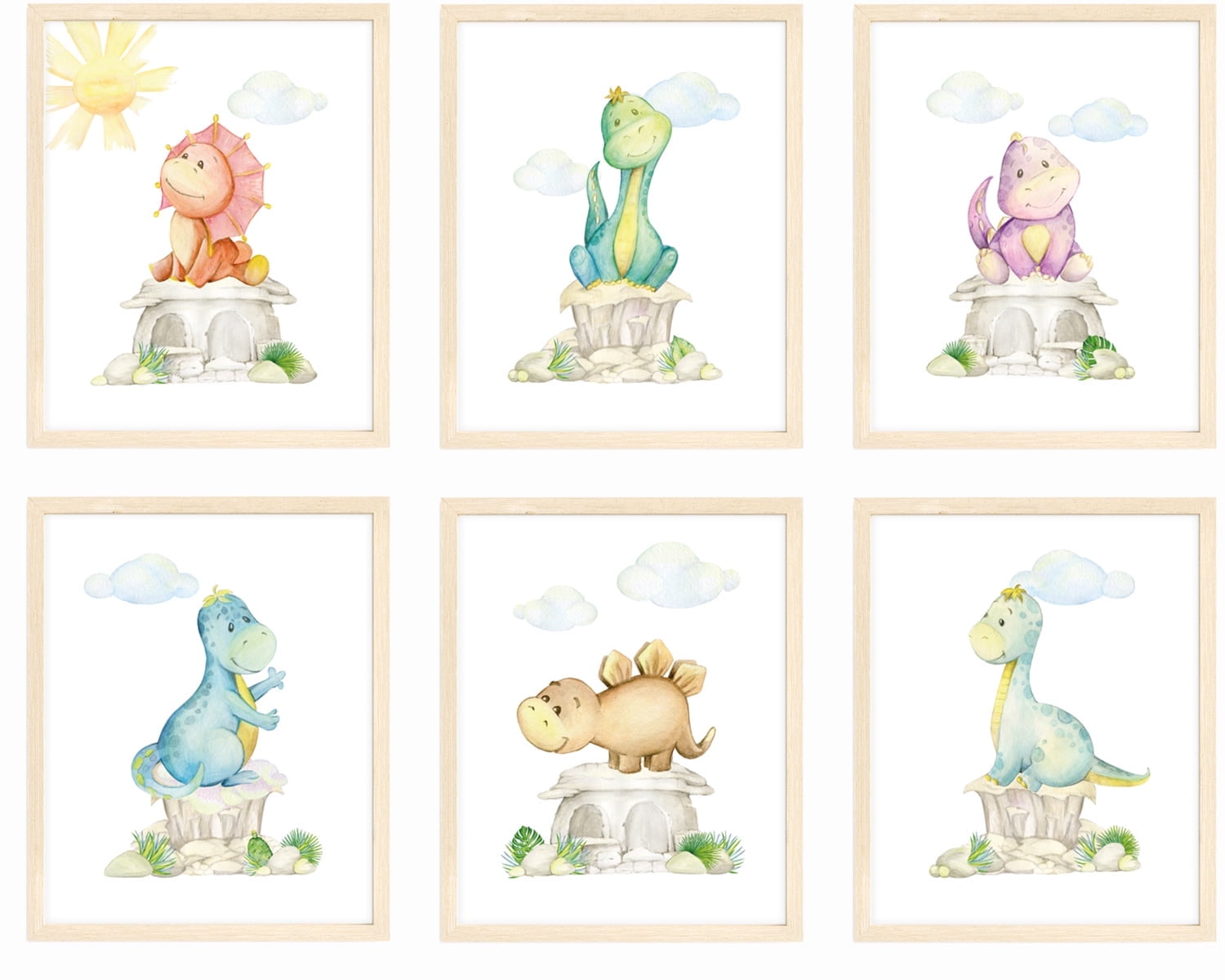 Nistio® Dinosaur Nursery Wall Prints, Play Room Decoration For Boy ...