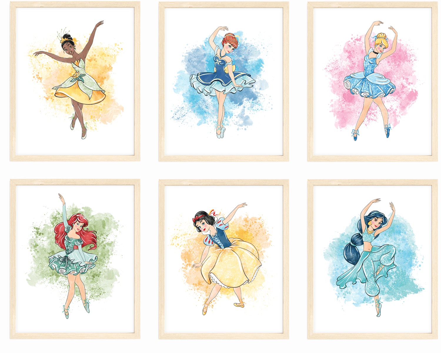 Nistio® Disney Princess Ballerina Pictures for Bedroom, Set of 8, 8x10 ...