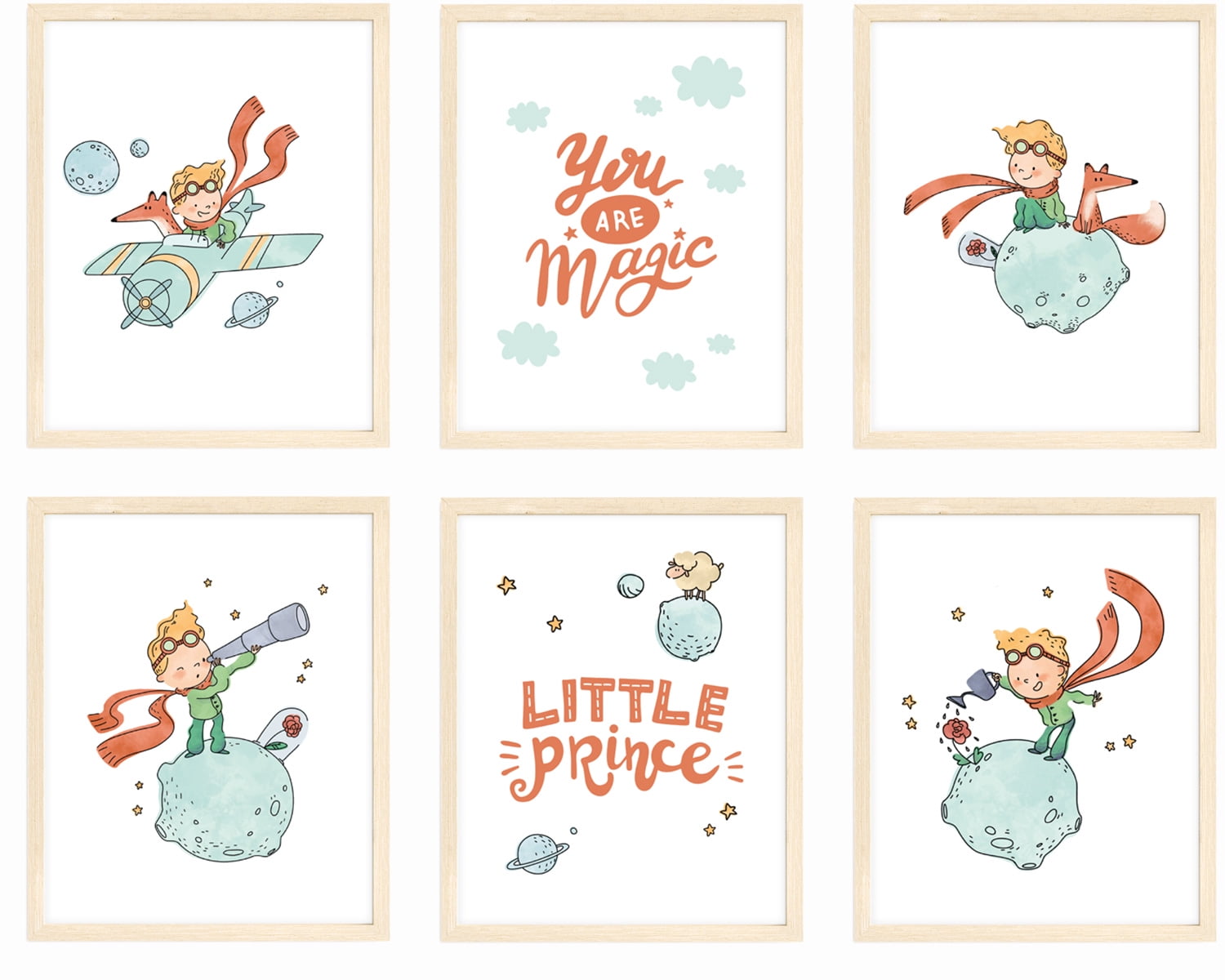 Nistio® Little Prince Nursery Wall Art, Little Prince Playroom Decor ...