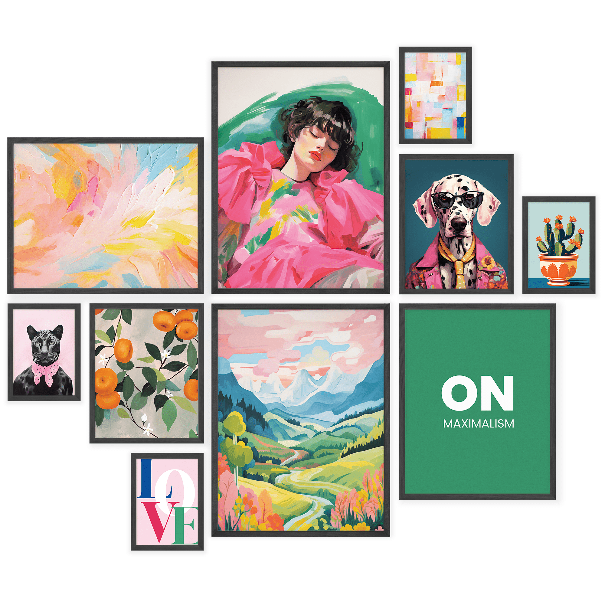 Nistio® Maximalist Gallery Wall Art, Watercolor Maximalism Wall Prints ...